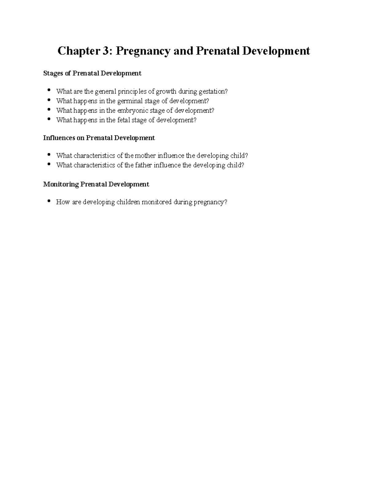 Chapter 3 study ques - Child E3 Ch3 - Chapter 3: Pregnancy and Prenatal ...