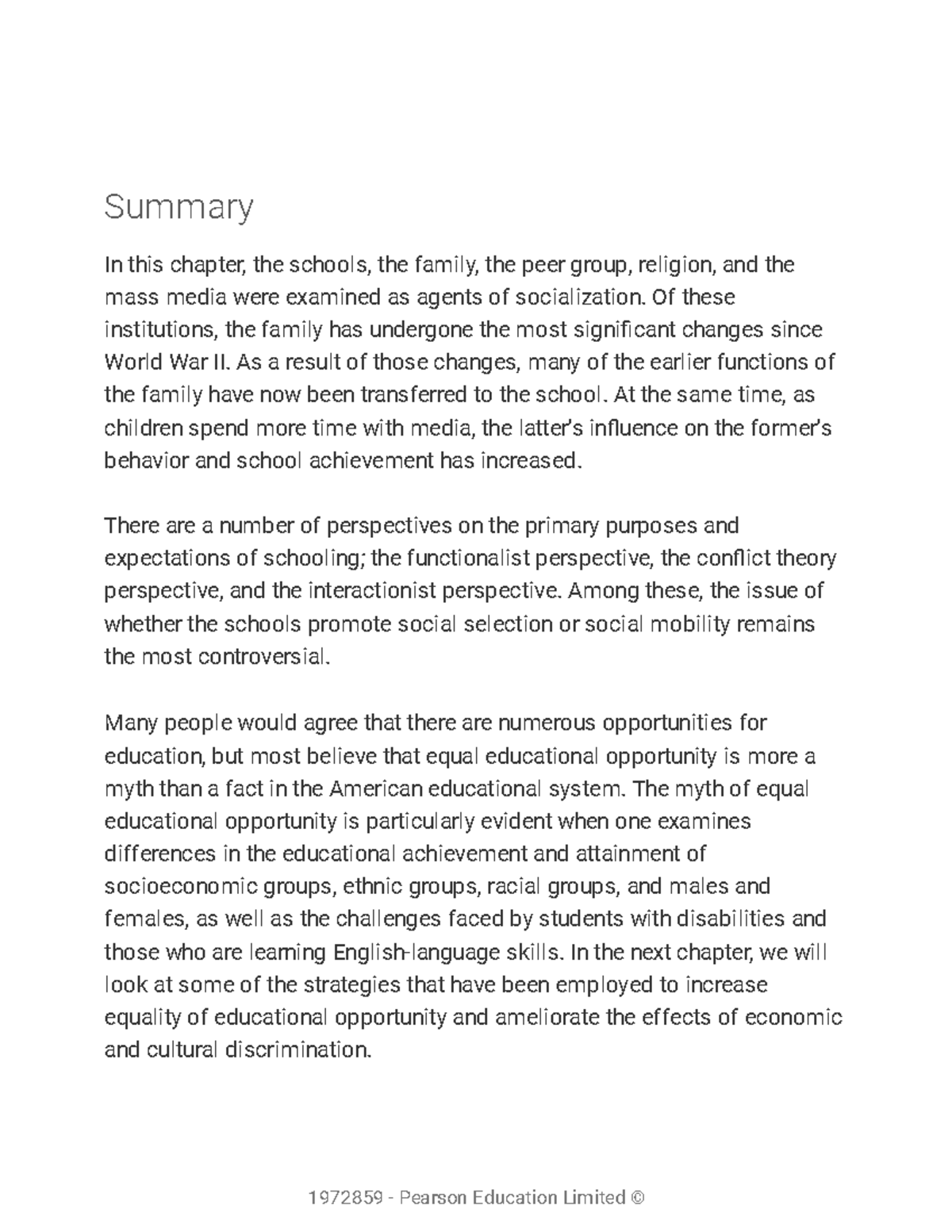 Chapter 8 summary - 1972859 - Pearson Education Limited © Summary In this chapter, the schools ...