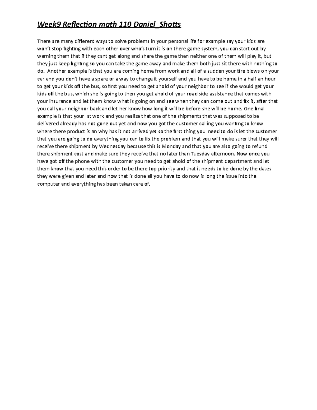 Week 9 reflection math 110 daniel- shotts - Week9 Reflection math 110 ...