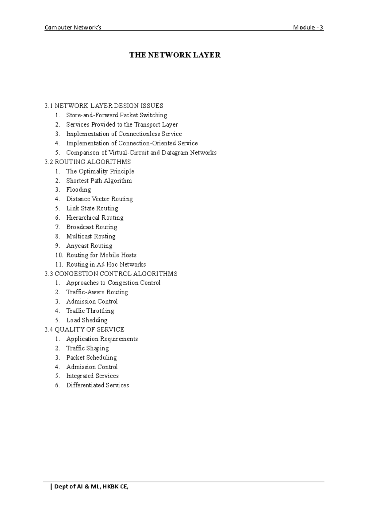 Module 3 Cn Notes 5 Sem The Network Layer 3 Network Layer Design Issues Store And Forward