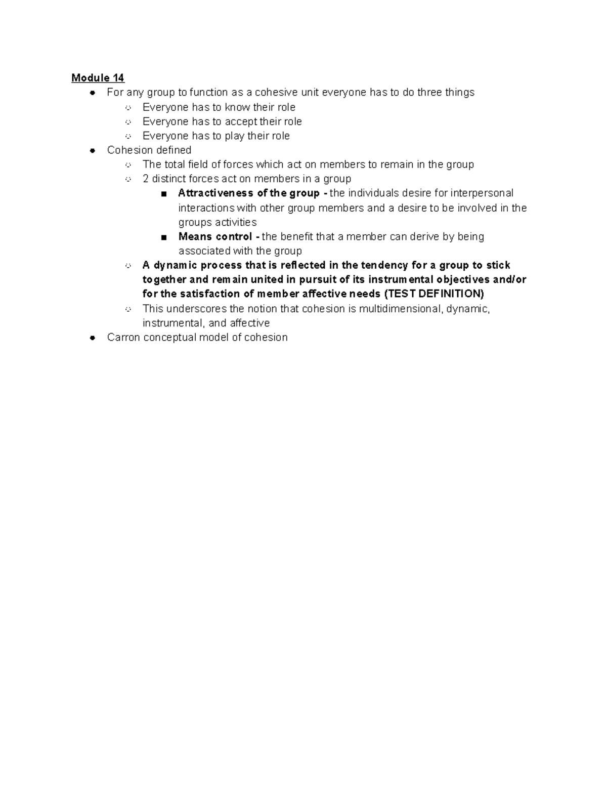Exercise and Sport Psychology Module 14 - Module 14 For any group to ...
