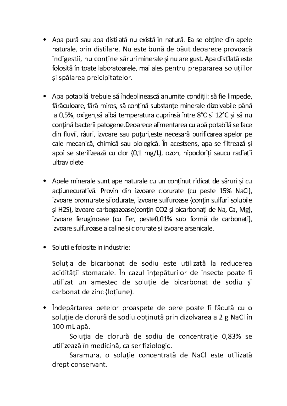 Proiect chimie - Apa pură sau apa distilată nu există în natură. Ea se ...