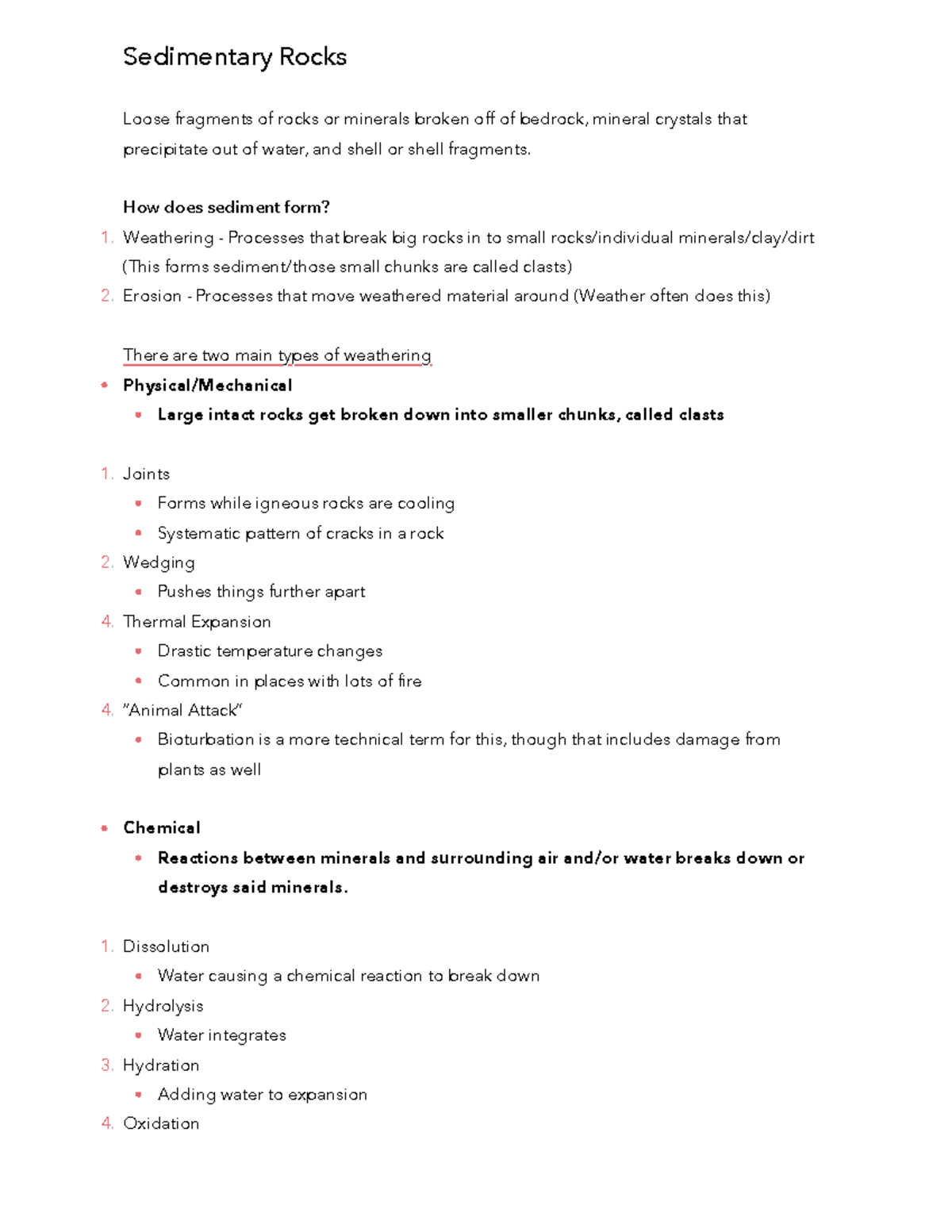 Sedimentary Rocks - Lecture notes test 1 - Sedimentary Rocks Loose ...