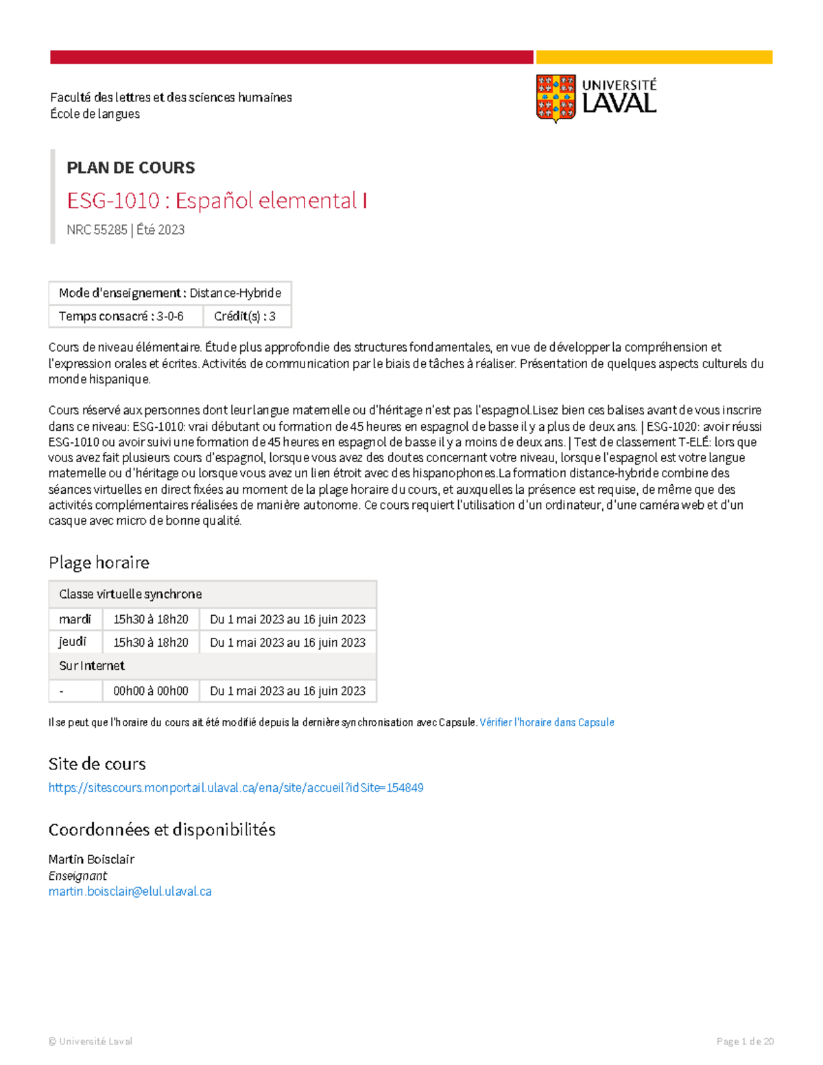 ESG-1010 E23 55285 - Feuille de route - Faculté des lettres et des ...