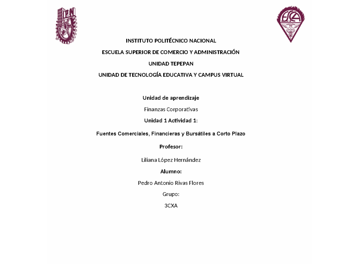 U1A1 - kg.gcghj - INSTITUTO POLITÉCNICO NACIONAL ESCUELA SUPERIOR DE ...