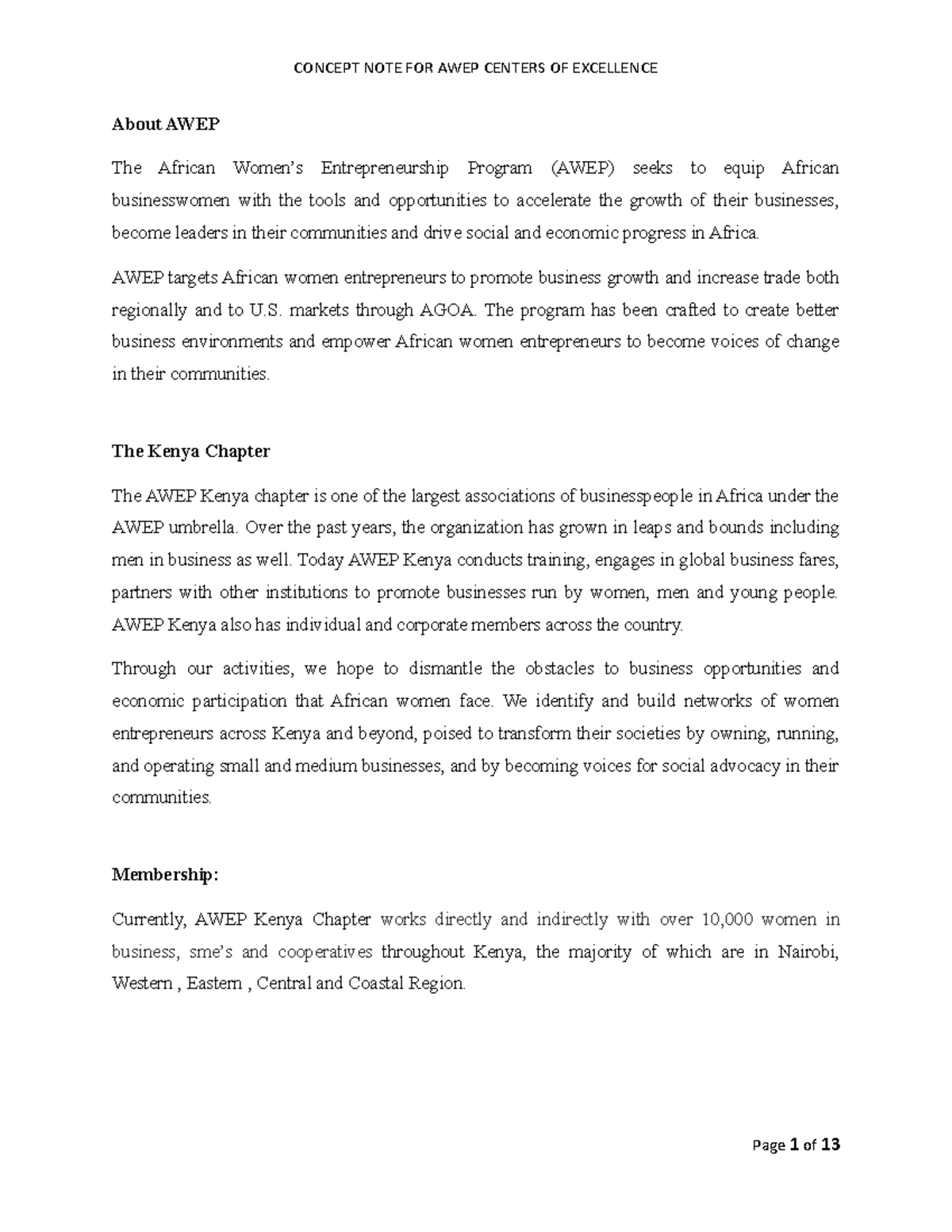 AWEP Concept for Canadian Embassy-edited 1 - About AWEP The African ...