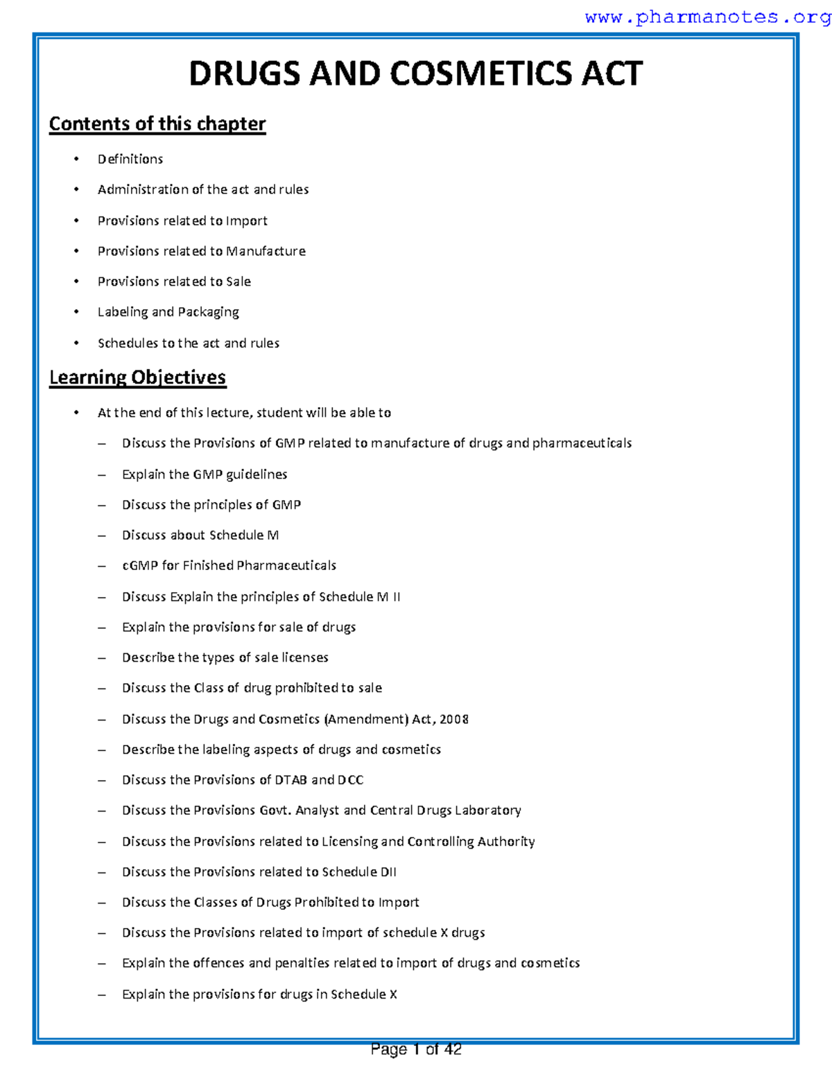 Drugs AND Cosmetics ACT - DRUGS AND COSMETICS ACT Contents of this ...