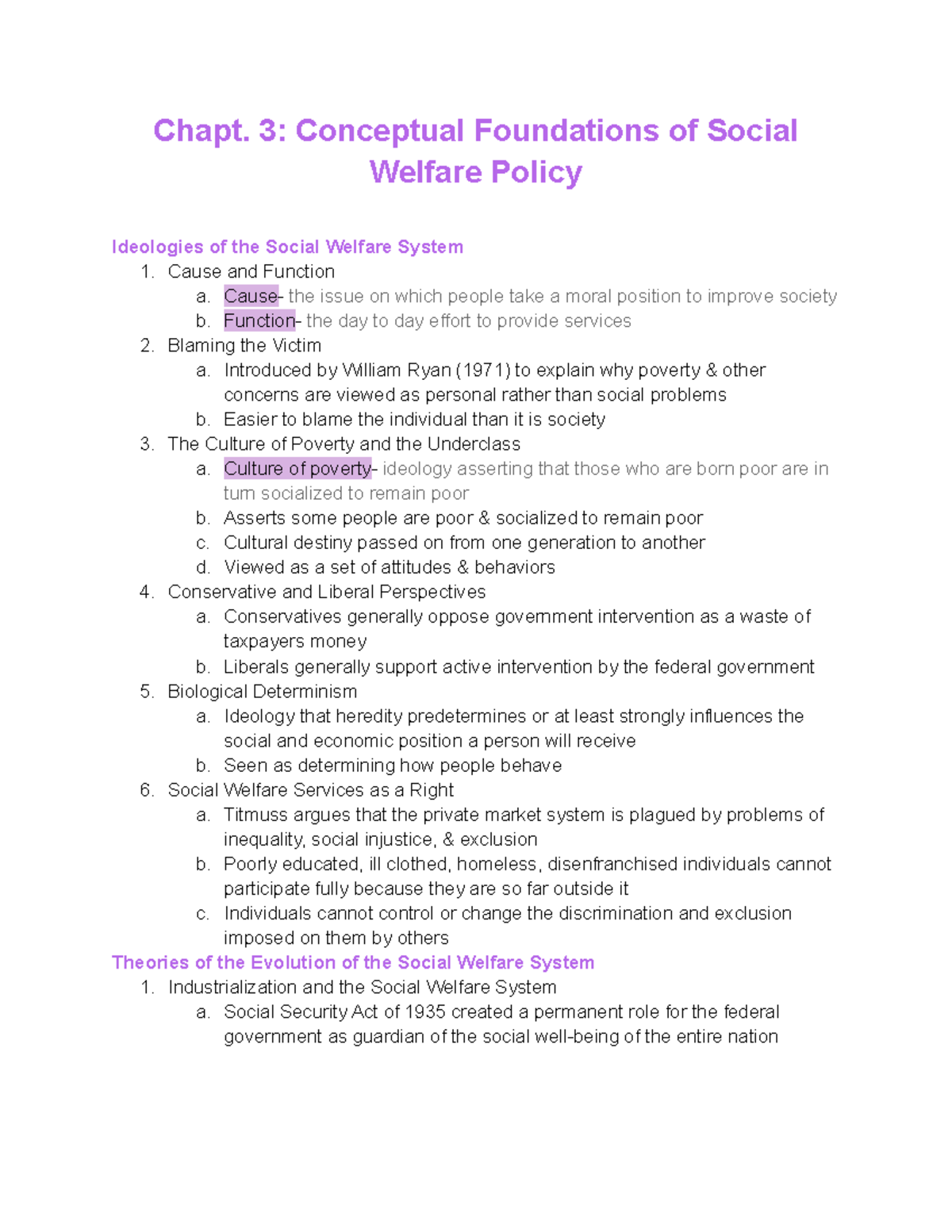 Chpt 3-3 - notes - Chapt. 3: Conceptual Foundations of Social Welfare ...