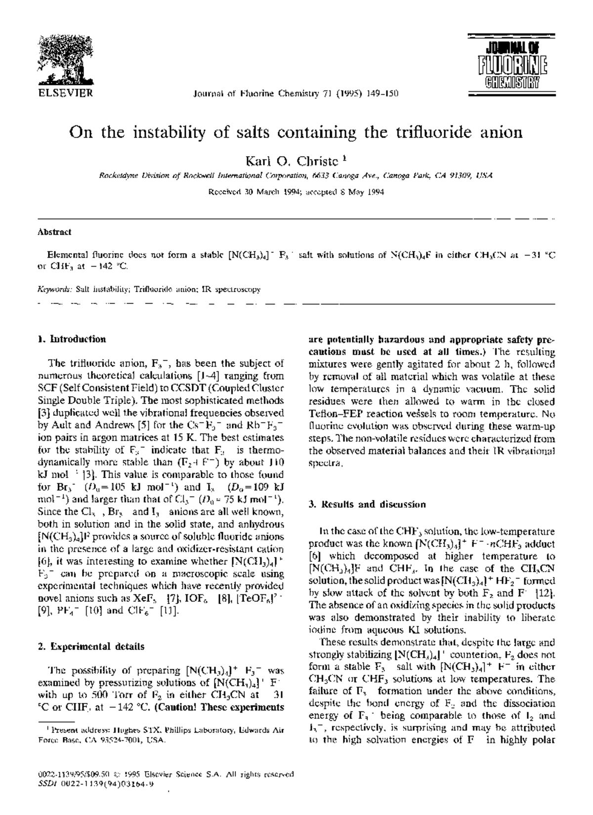 0022-1139%2894%2903164-u - ELSEVIER Journal of Fluorine Chemistry 71 ...