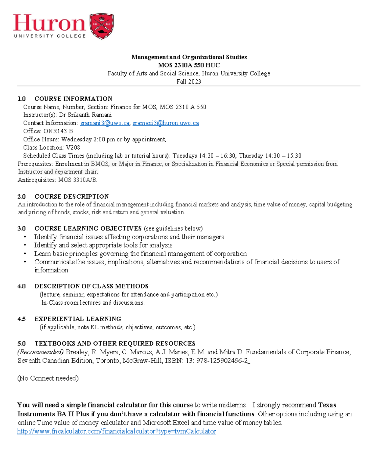 MOS 2310 Syllabus Fall2023 (24) - Management and Organizational Studies ...