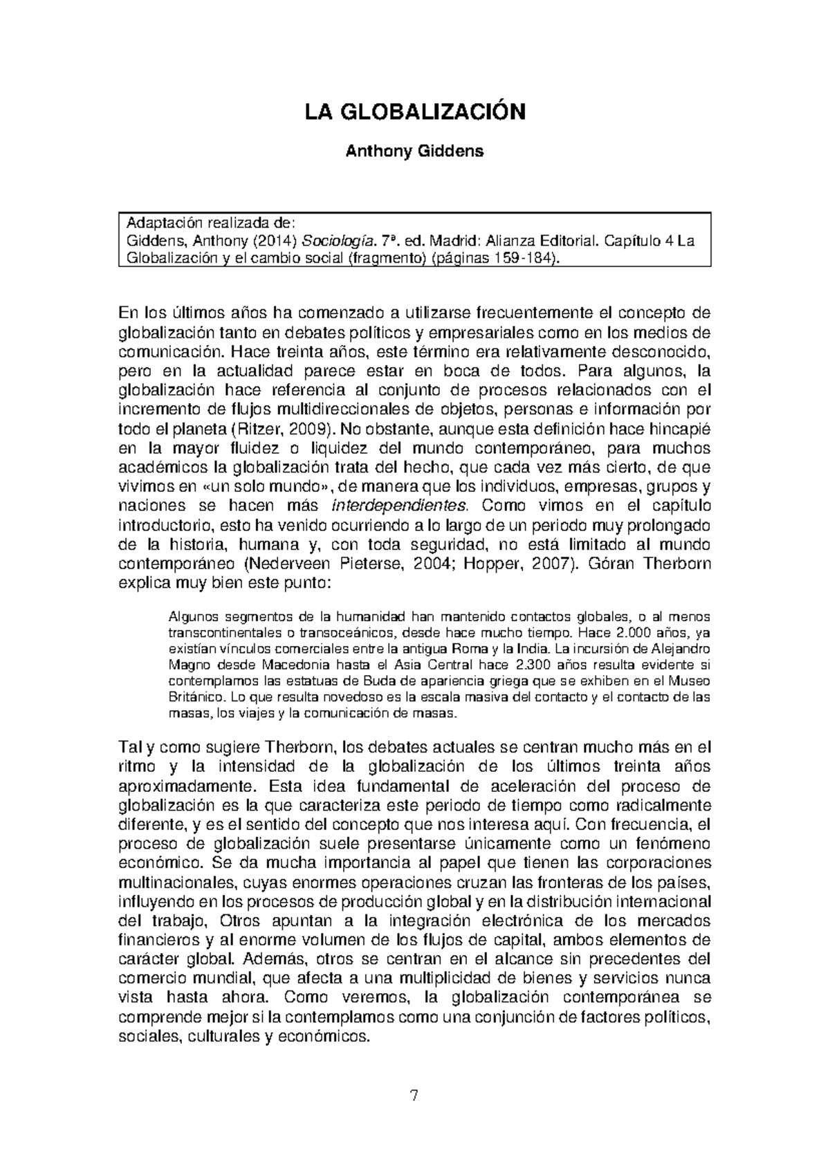 Adasdsasaasdasasds - asdasdad - LA GLOBALIZACIÓN Anthony Giddens ...
