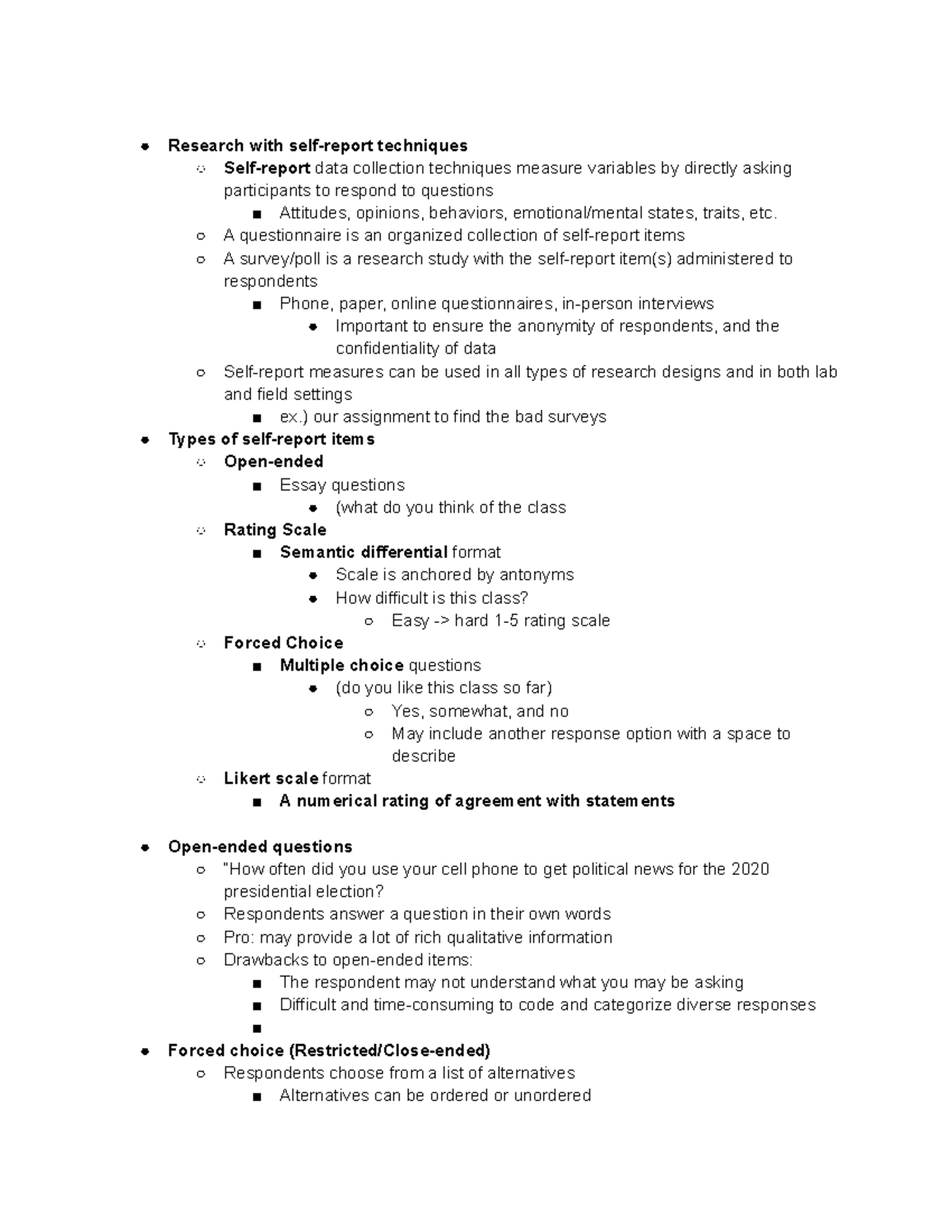 Chapter 5 pt. 1 (PSY 308 309) - Research with self-report techniques ...