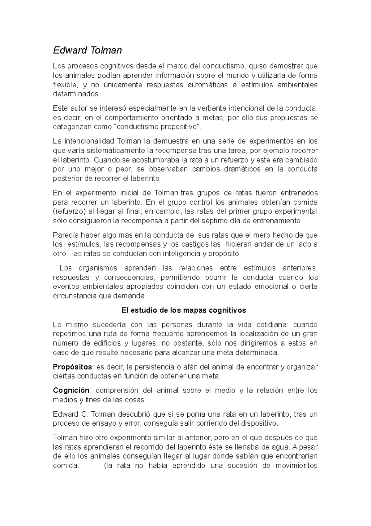 Edward Tolman - pequeña descripción de la psicologia clinica - Edward ...