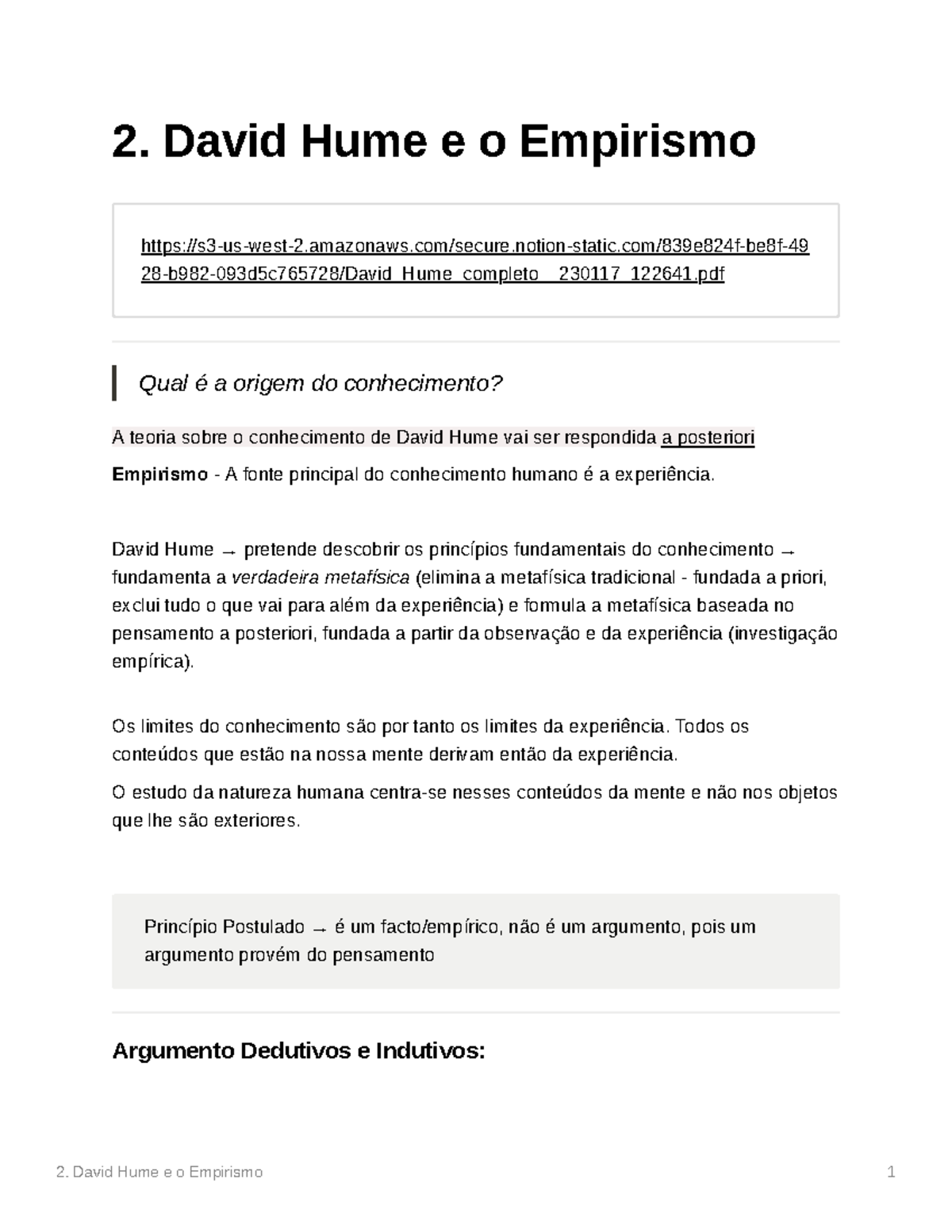 David Hume - Resumos - 2. David Hume e o Empirismo - Studocu