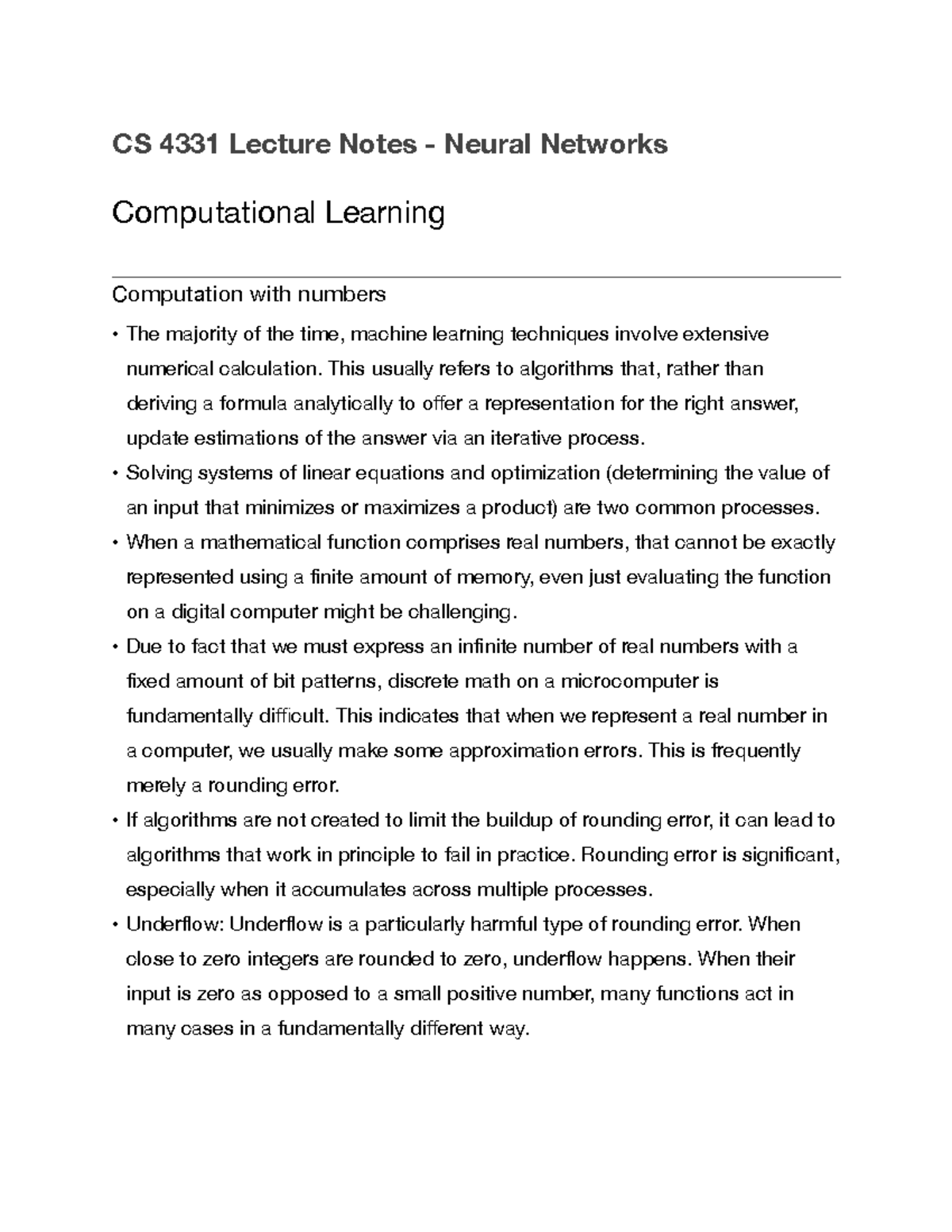 Cs 4331 Neural Networks L2 Cs 4331 Lecture Notes Neural Networks