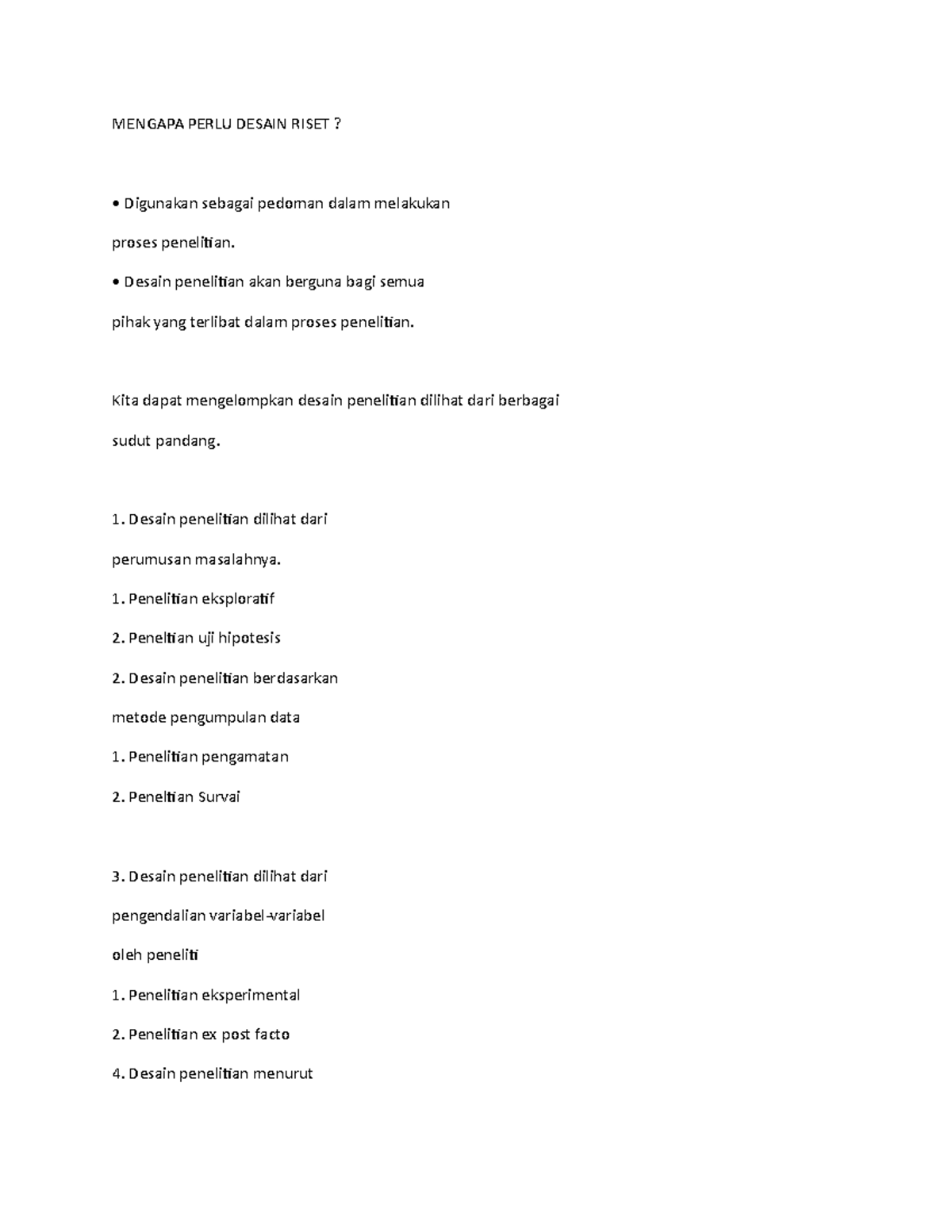 Pertemuan ke 5 desain penelitian - MENGAPA PERLU DESAIN RISET ...