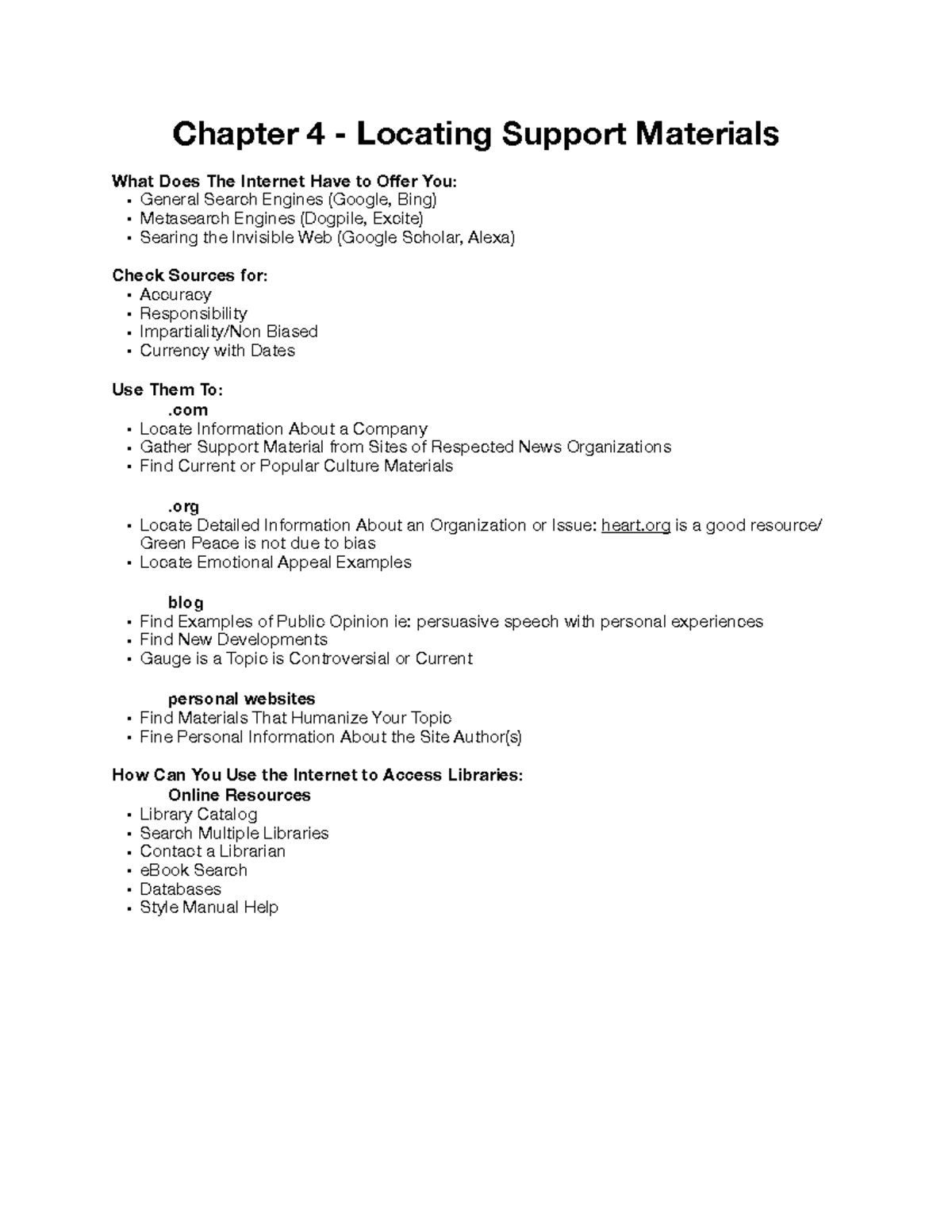 Comm 101 - Chapter 4 Locating Support Materials - Chapter 4 - Locating ...