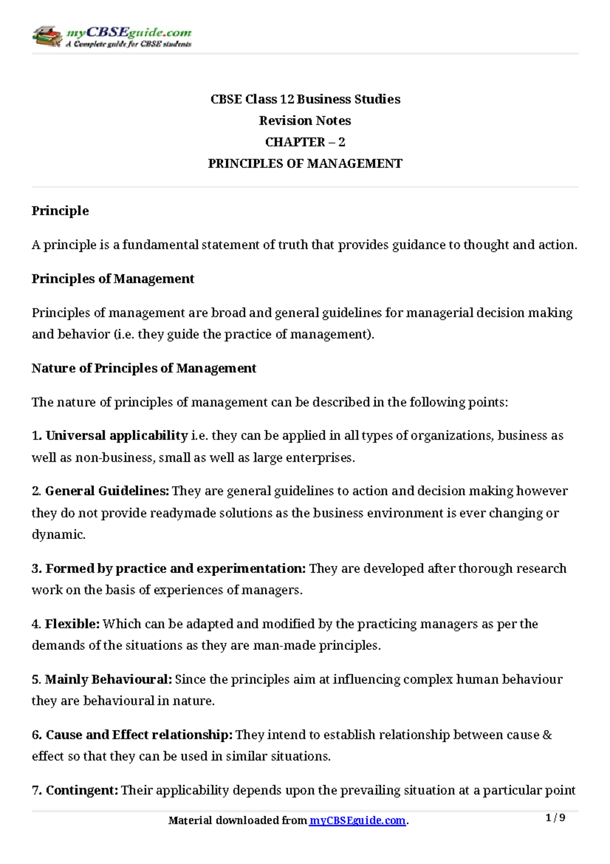 business studies principles management - CBSE Class 12 Business Studies ...
