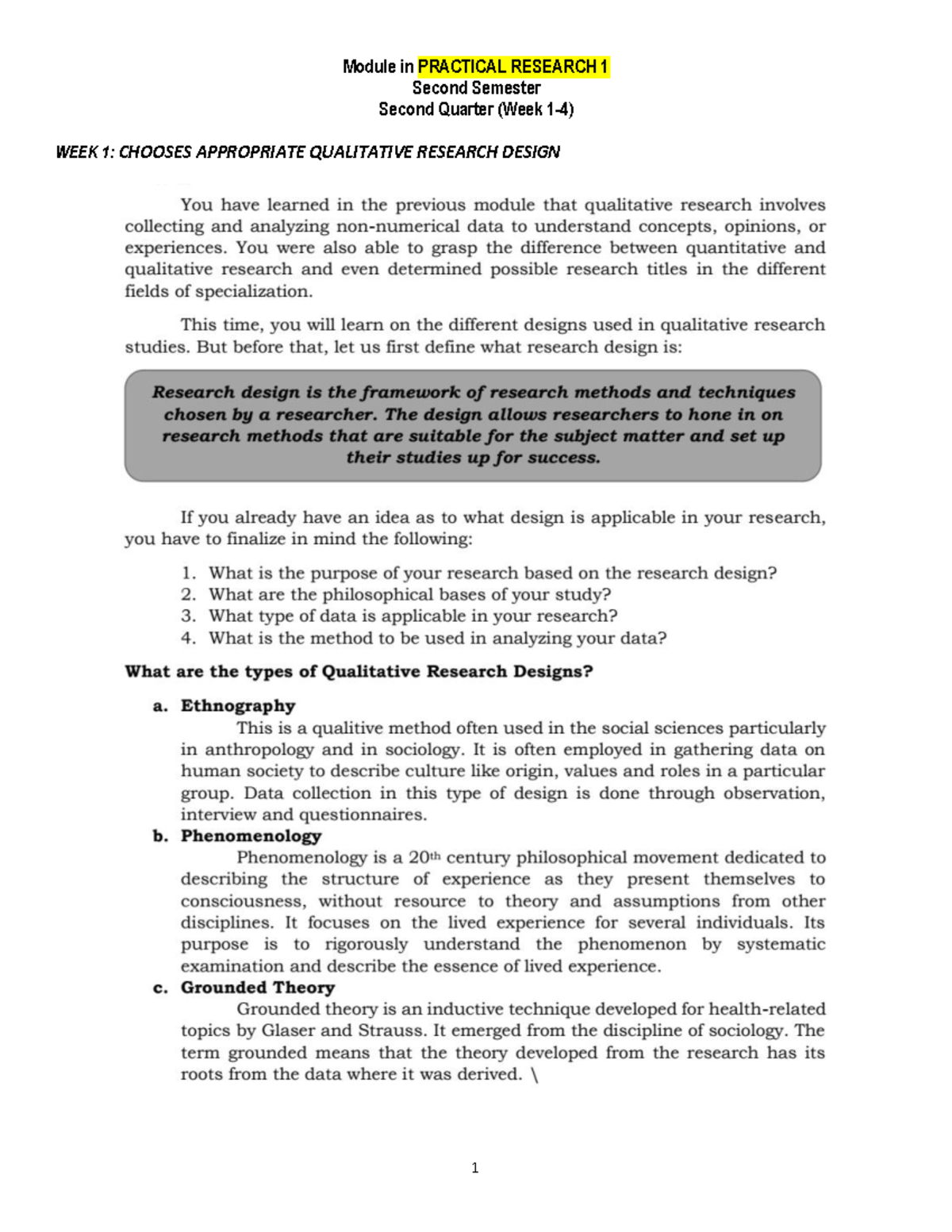 PR1 Q2 Week 1-5 - kim - Module in PRACTICAL RESEARCH 1 Second Semester ...