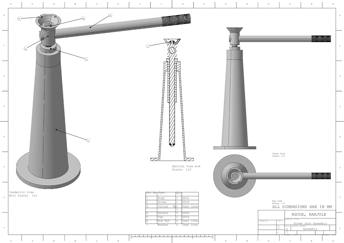 Assembly - 4 8 5 6 7 7 2 3 6 5 4 1 Front View Scale: 1: Section view A ...
