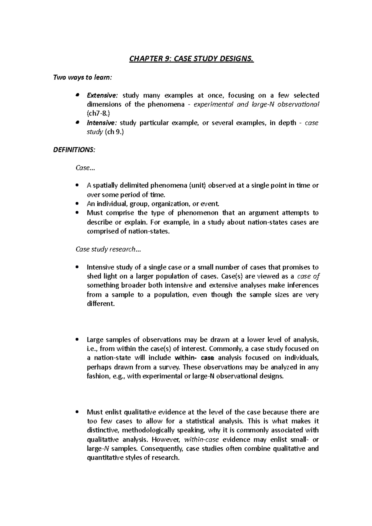 Unit 9. Case Study. Research Design. - CHAPTER 9: CASE STUDY DESIGNS ...