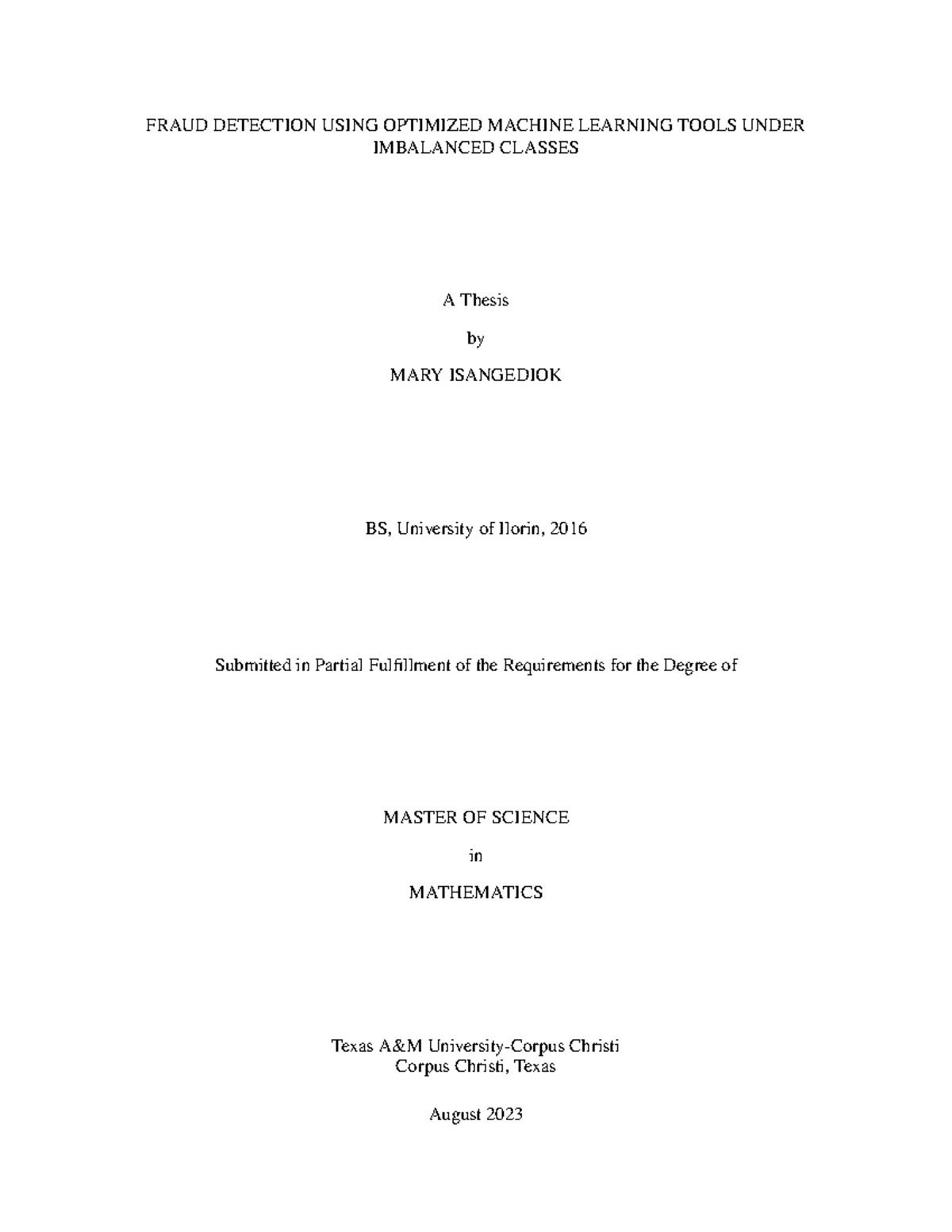 Fraud Detection Using Optimize - FRAUD DETECTION USING OPTIMIZED MACHINE LEARNING TOOLS UNDER ...
