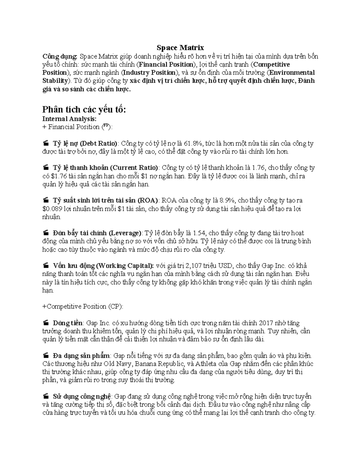 Nội-dung-Space Matrix - Space Matrix Công dụng: Space Matrix giúp doanh ...