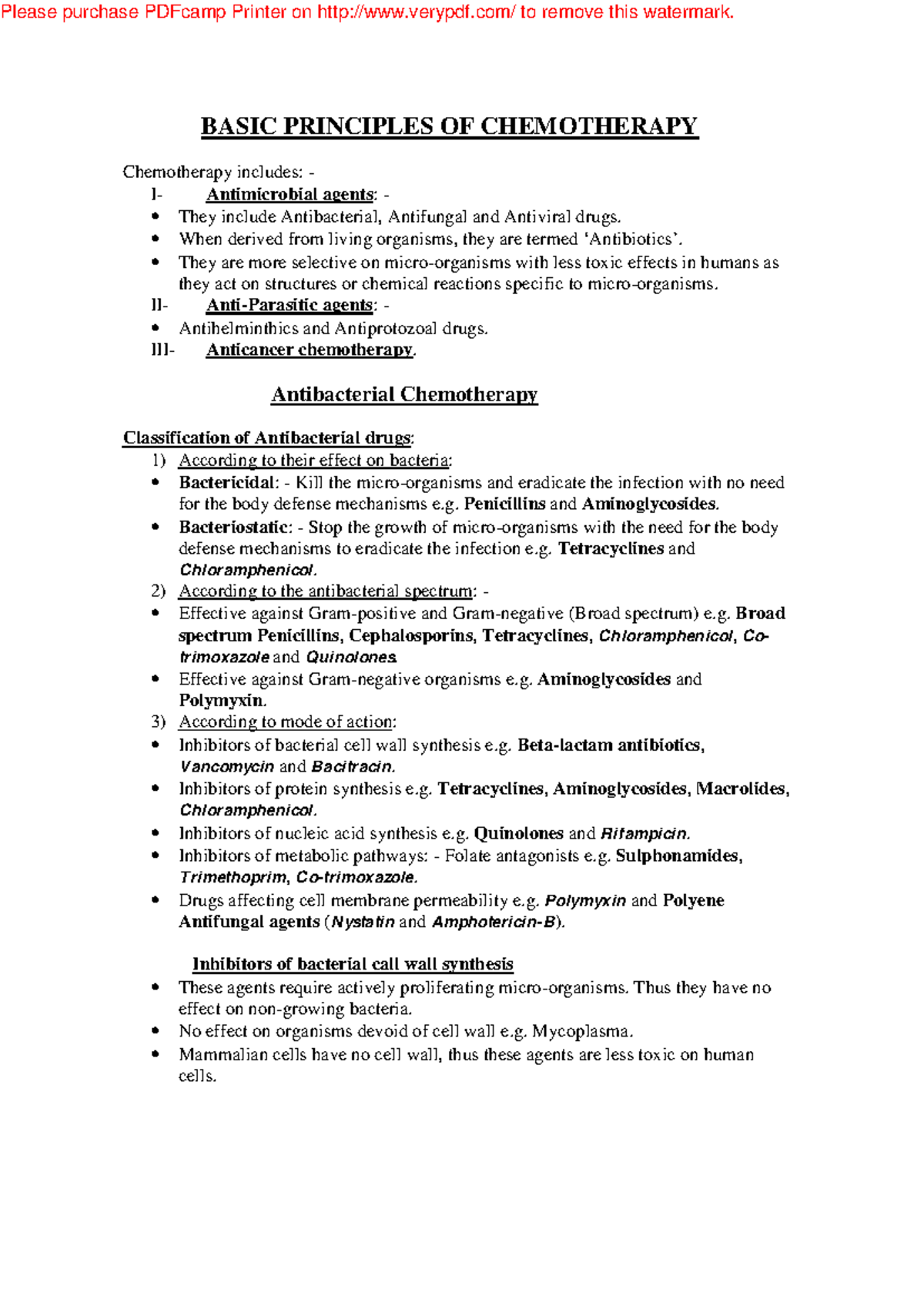 Basic Principles OF Chemotherapy - BASIC PRINCIPLES OF CHEMOTHERAPY ...
