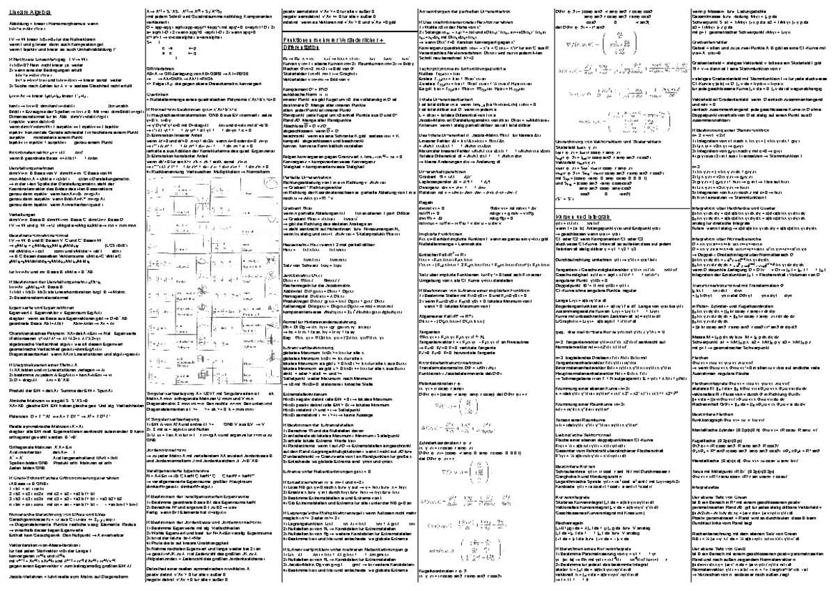 HM2 FS - Formel - Lineare Algebra Abbildung = linear / Homomorphismus ...