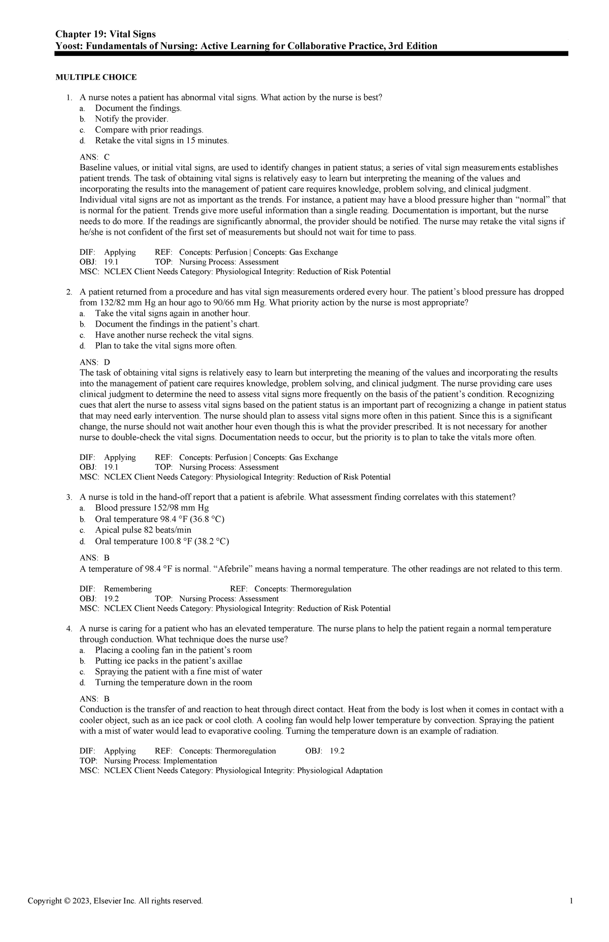 Vital Signs: Nursing Assessment and Interventions - Studocu