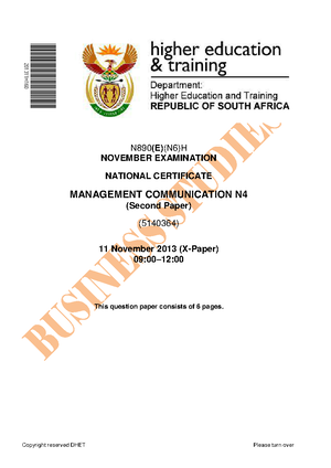 N1030 - Management Communication N4 P2 MEMO NOV 2019 - NATIONAL ...