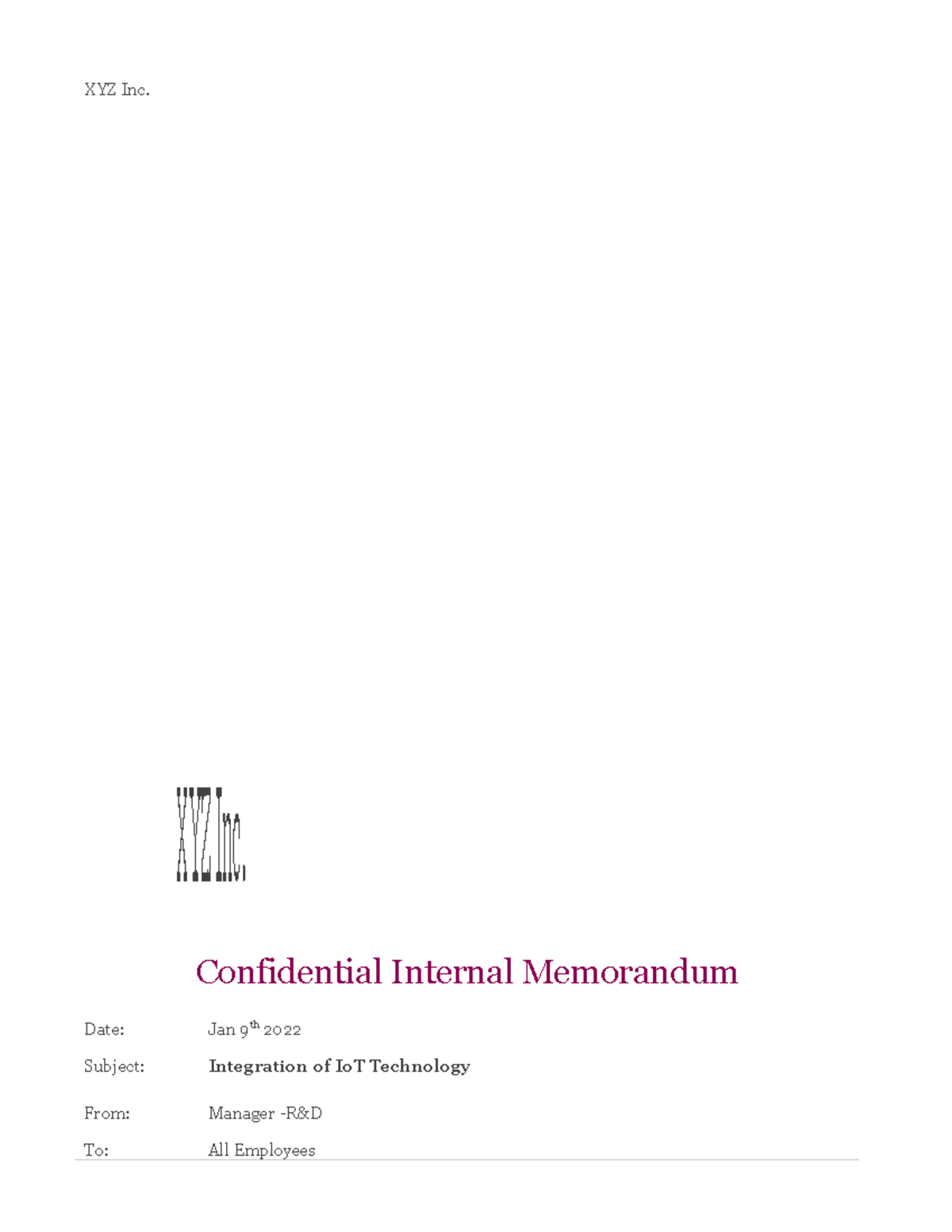 1 3 Internal Memo - These are some of the assignments for MBA course ...