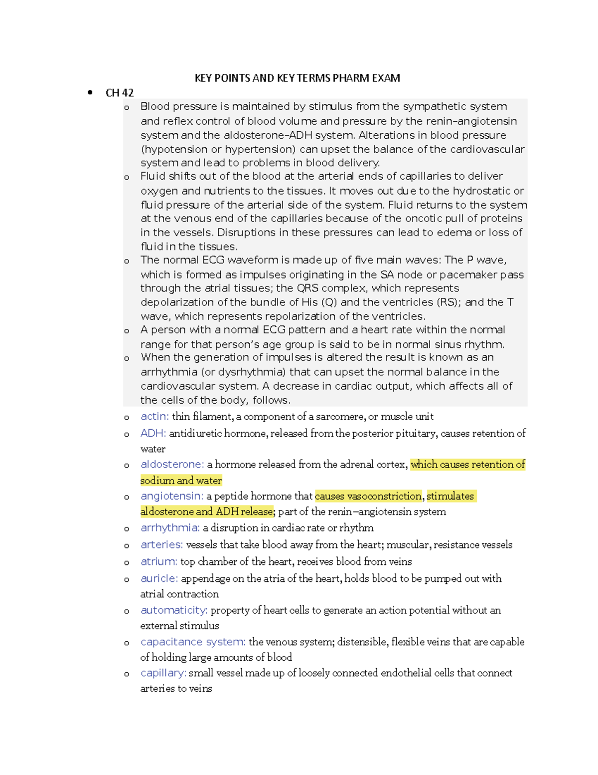KEY Points AND KEY Terms Pharm EXAM - KEY POINTS AND KEY TERMS PHARM ...