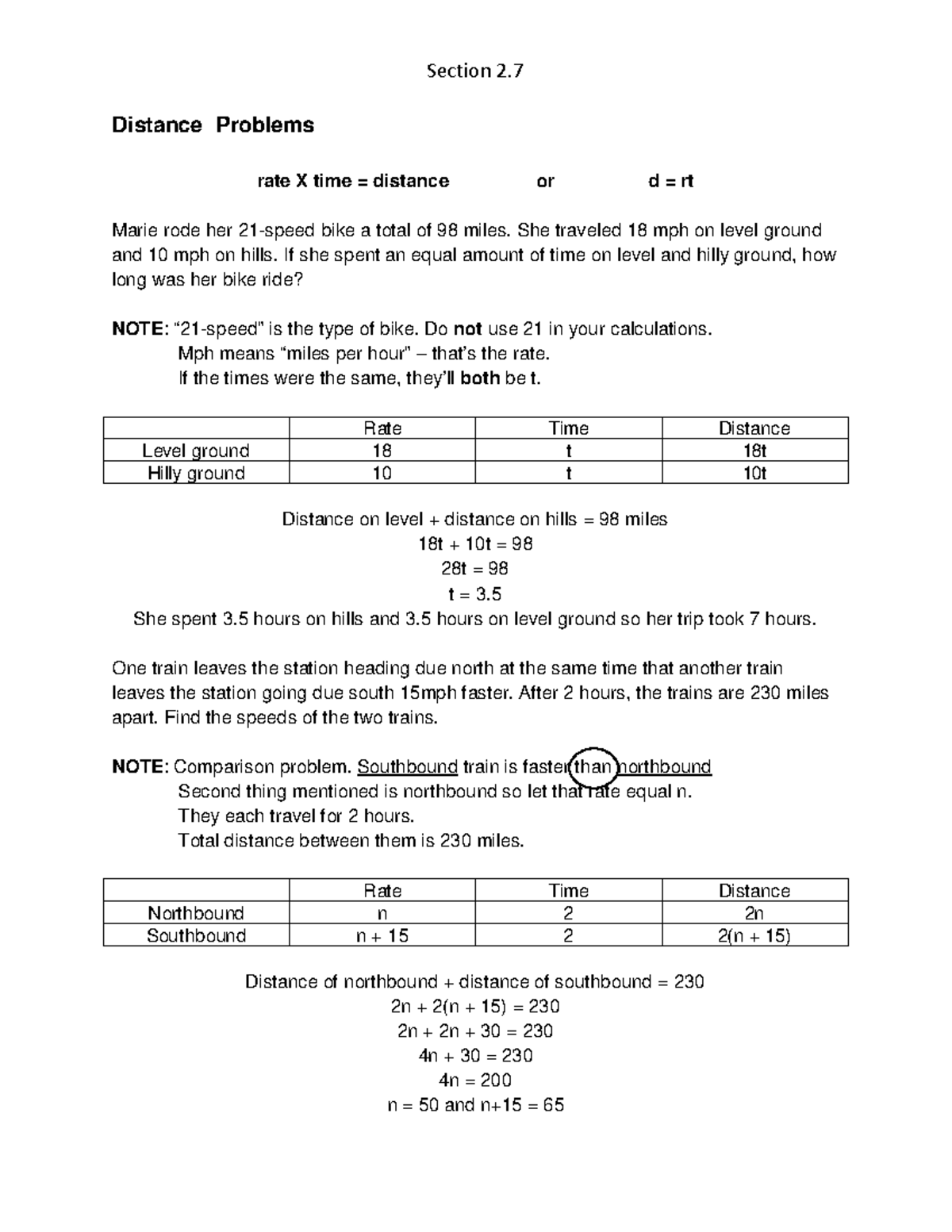 2.7 Distance Problems - nit related - Section 2. 7 Distance Problems ...