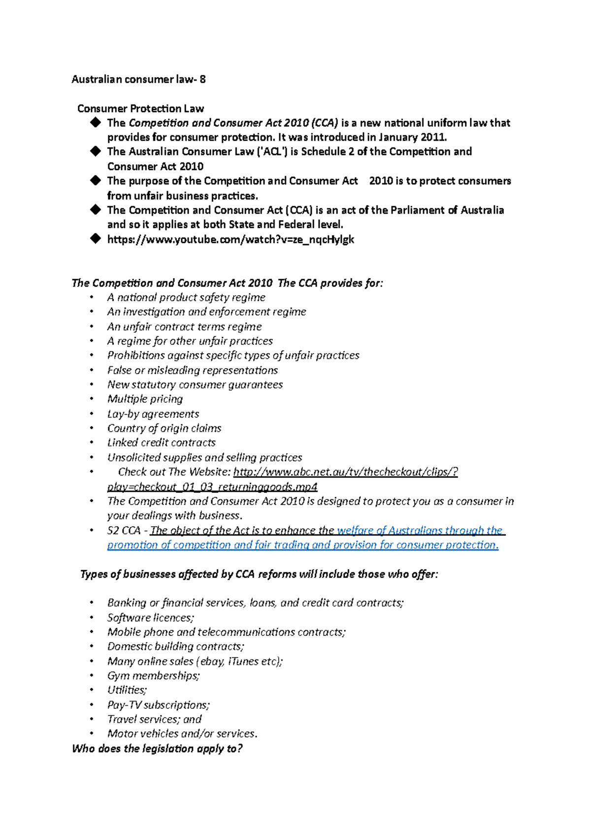 Australian consumer law - 1004GIR - Griffith - Studocu
