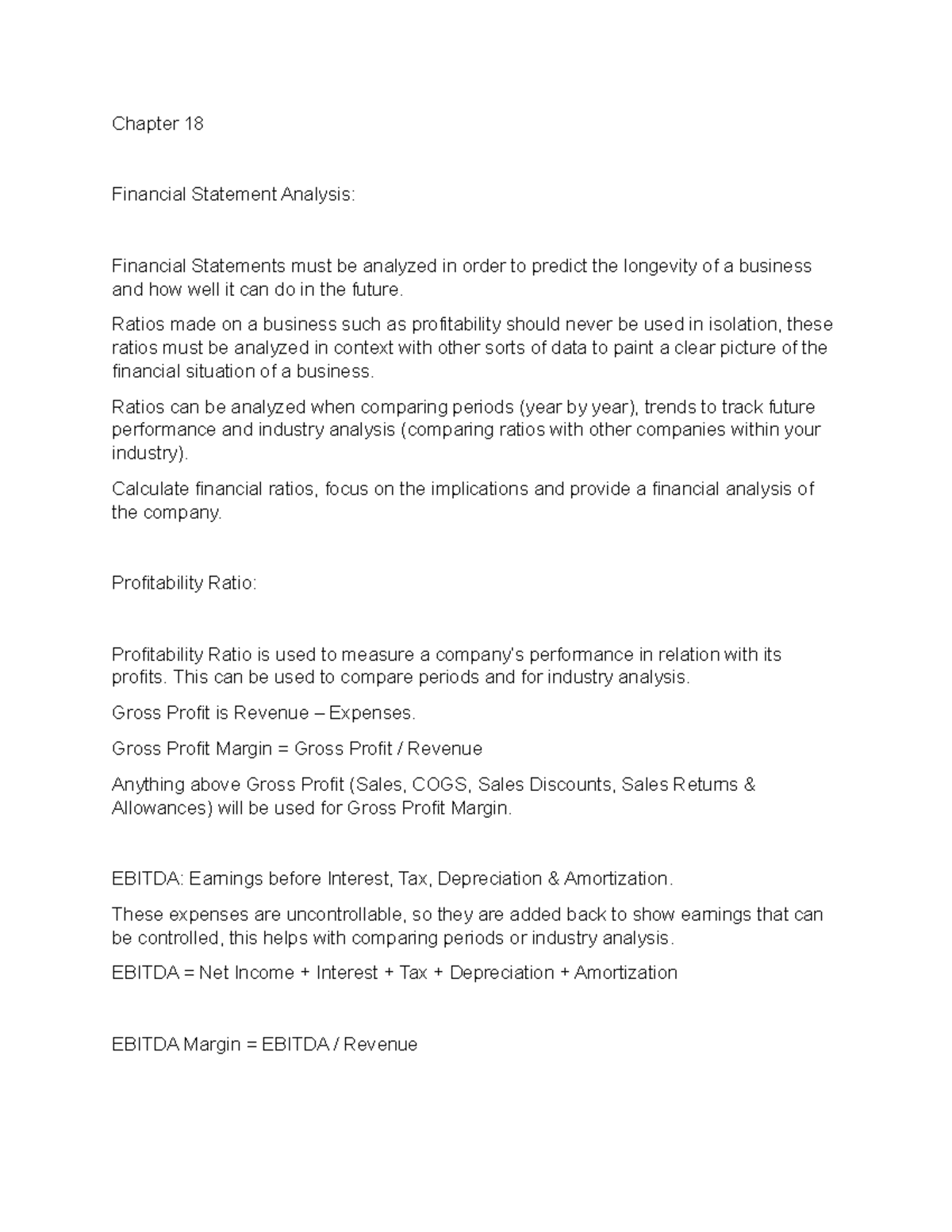 Chapter 18 - Chapter 18 Financial Statement Analysis: Financial Statements must be analyzed in ...