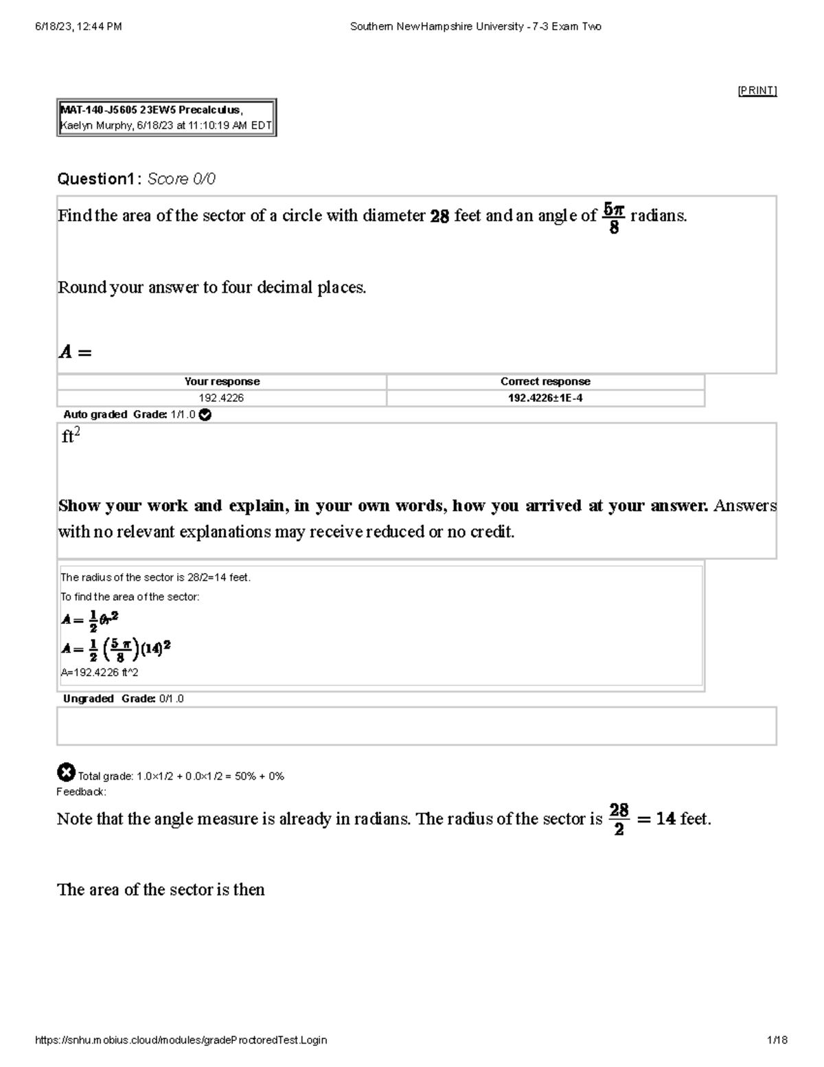 Southern New Hampshire University - 7-3 Exam Two - [PRINT] MAT-140 ...