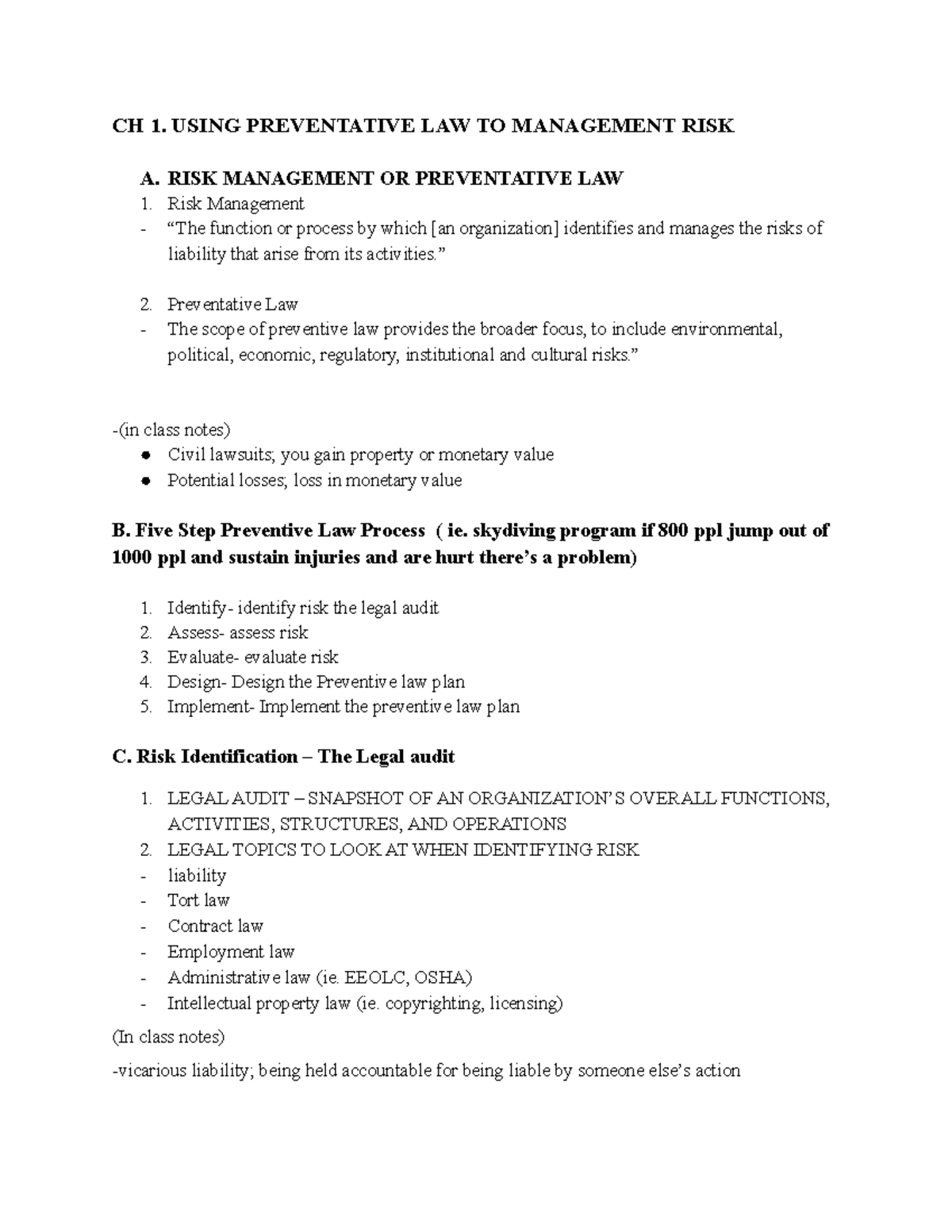 2022-09-06 Risk MGMT in Sport - CH 1. USING PREVENTATIVE LAW TO ...