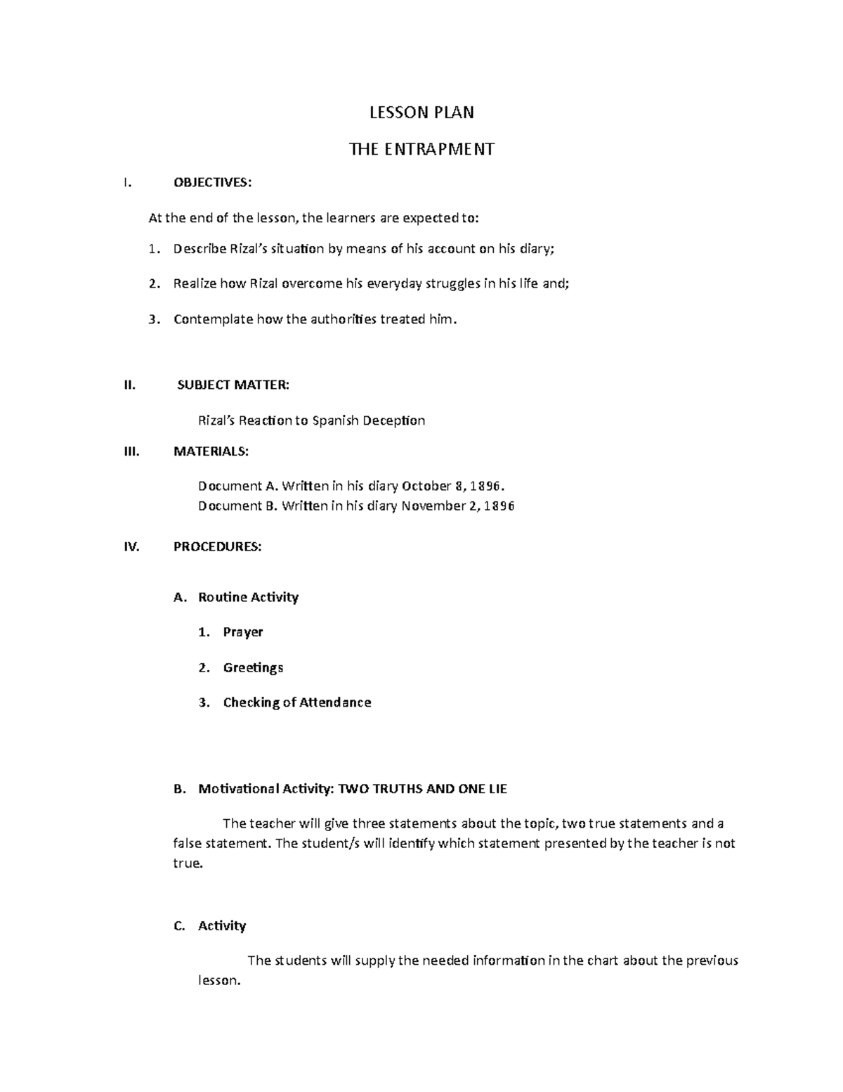 Module 3 - Entrapment of Jose Rizal - Life, Works and Writings of Rizal ...