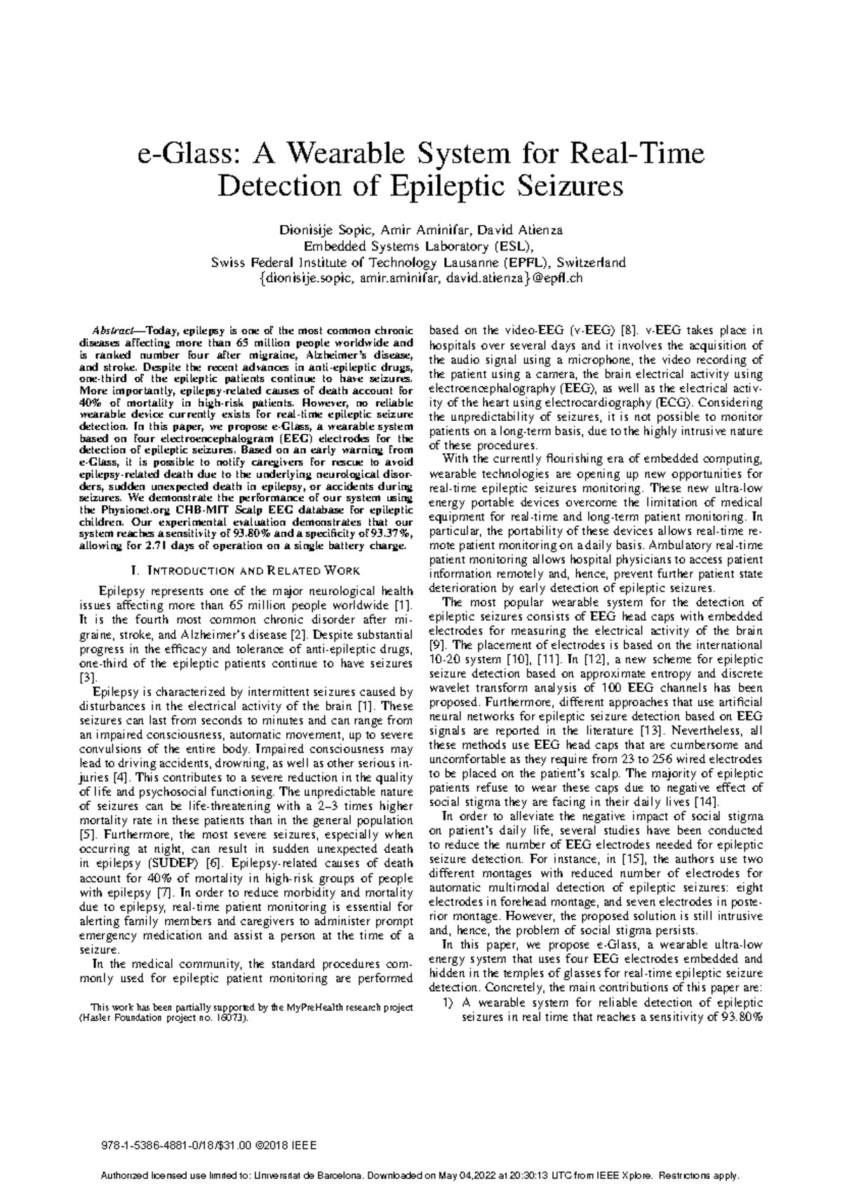 E-Glass A Wearable System for Real-Time Detection of Epileptic Seizures ...