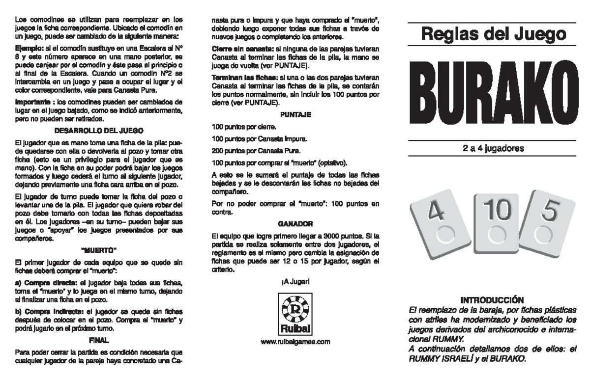 Reglamento Rummy Burako Clásico y Profesional - Didáctica de las lenguas - Studocu
