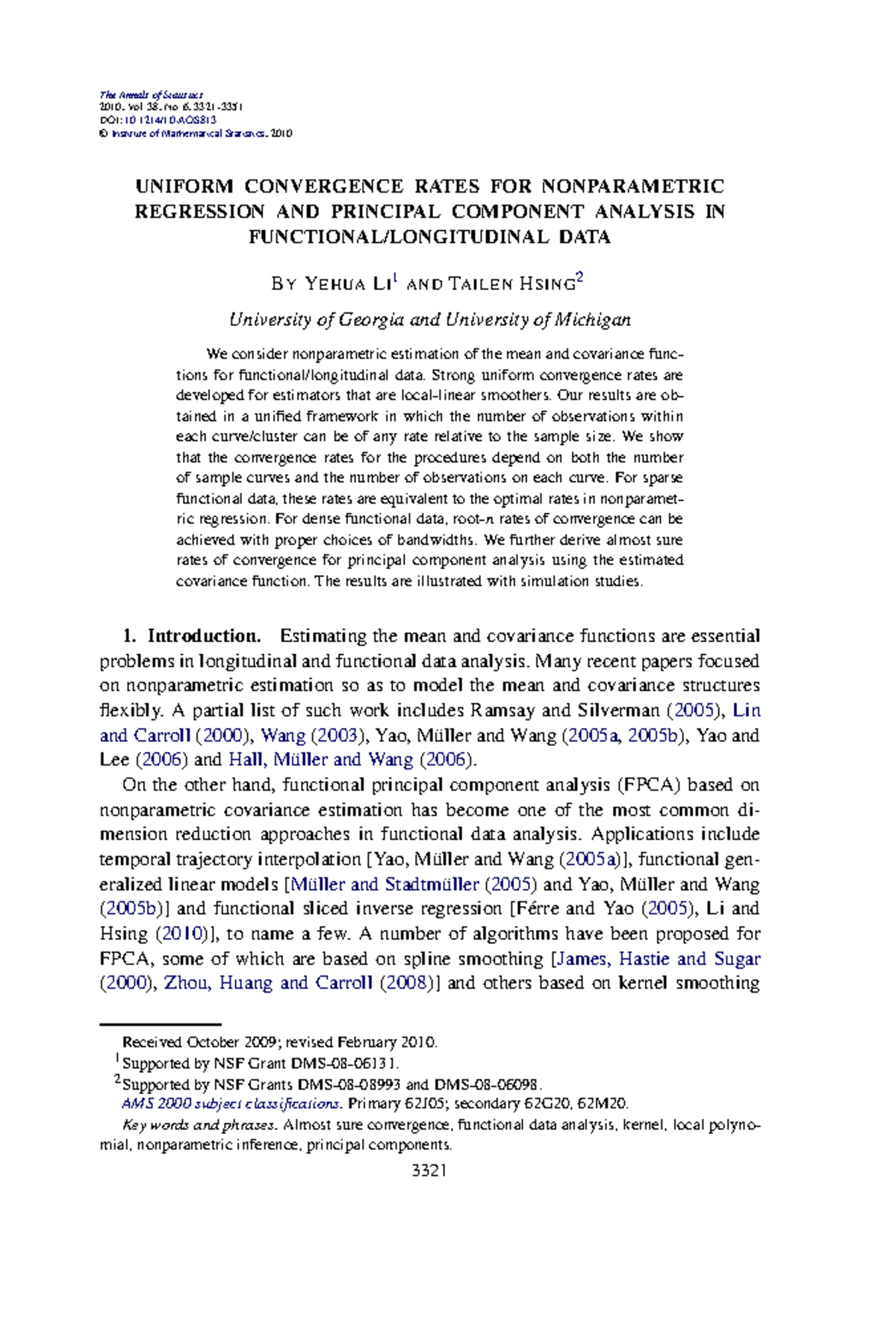 10-AOS813 - Statistics - The Annals of Statistics 2010, Vol. 38, No. 6 ...