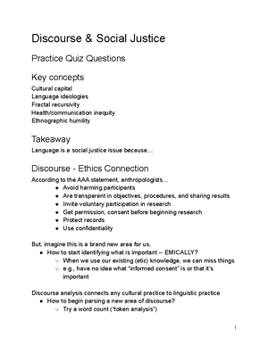 Discourse & Social Justice - Notes - Discourse & Social Justice ...
