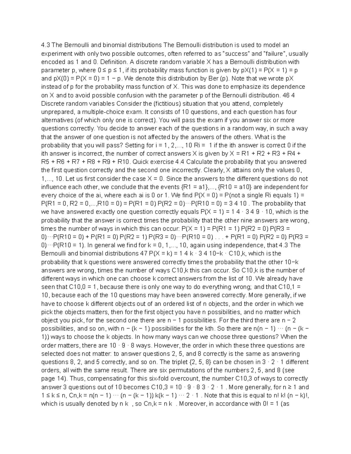 Prob10 - prob and stats - 4 The Bernoulli and binomial distributions ...