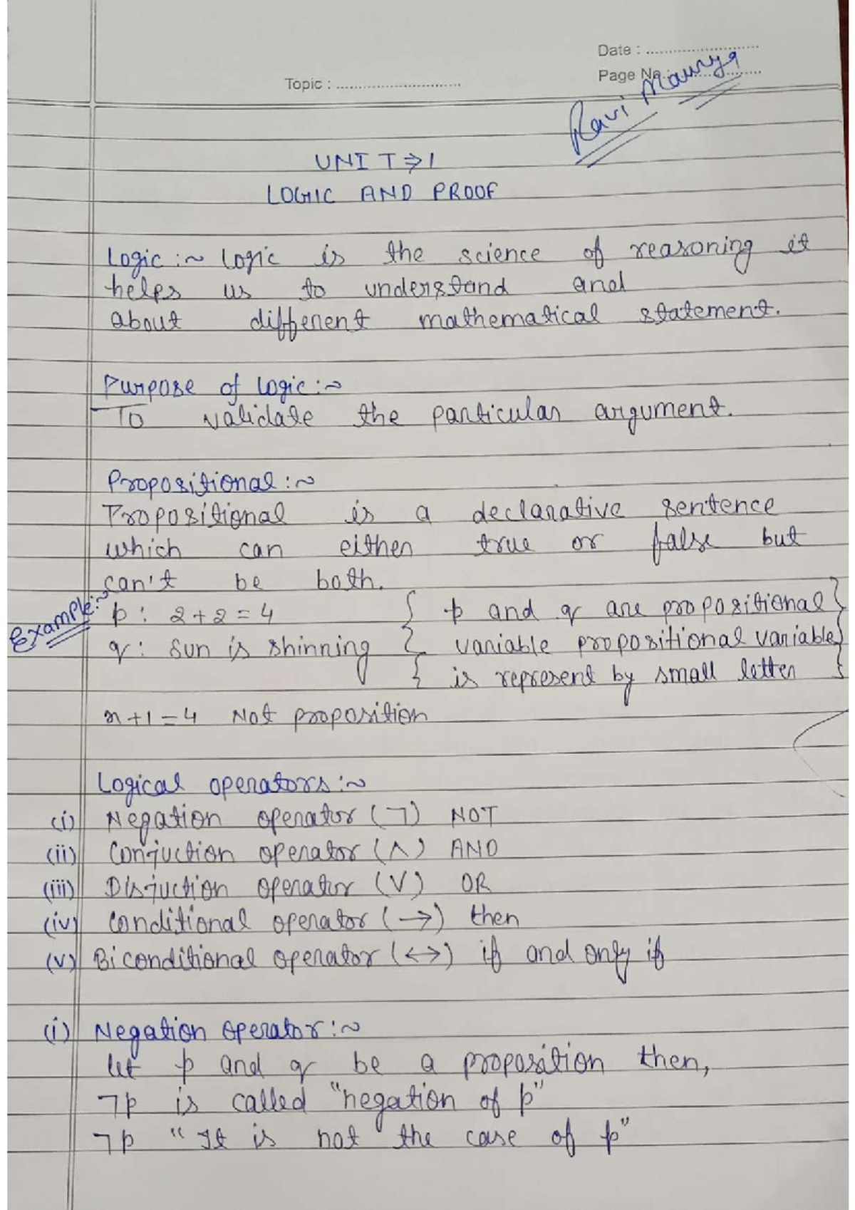 Logic and Proof Unit-1 - Discrete Mathematics - Studocu