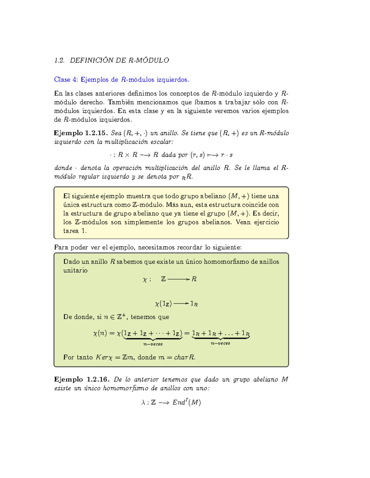 Clase C 4M Ejemplos R-Módulo Izquierdo - 1. DEFINICIÓN DER-MÓDULO Clase ...