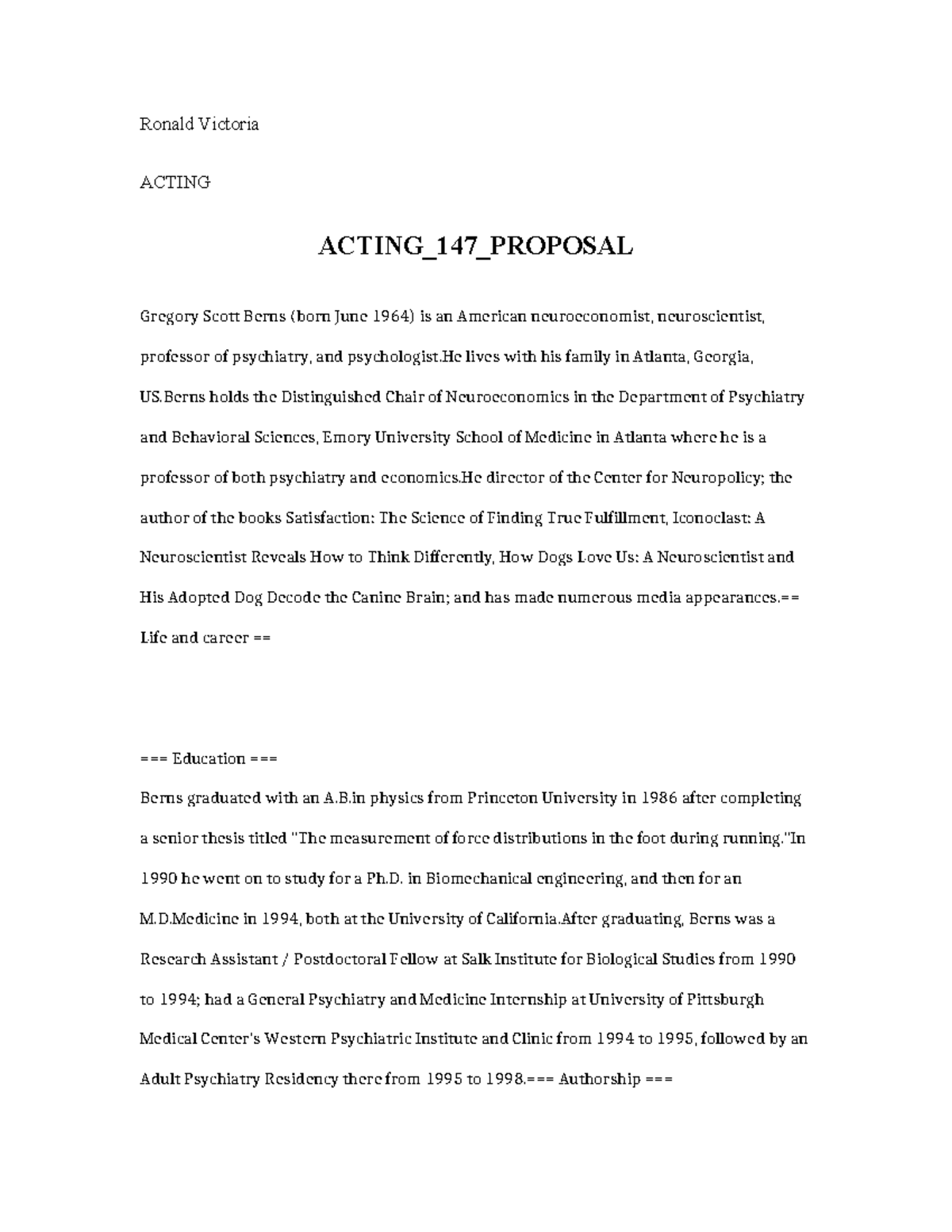 Acting 147 Proposal - Ronald Victoria ACTING ACTING_147_PROPOSAL ...