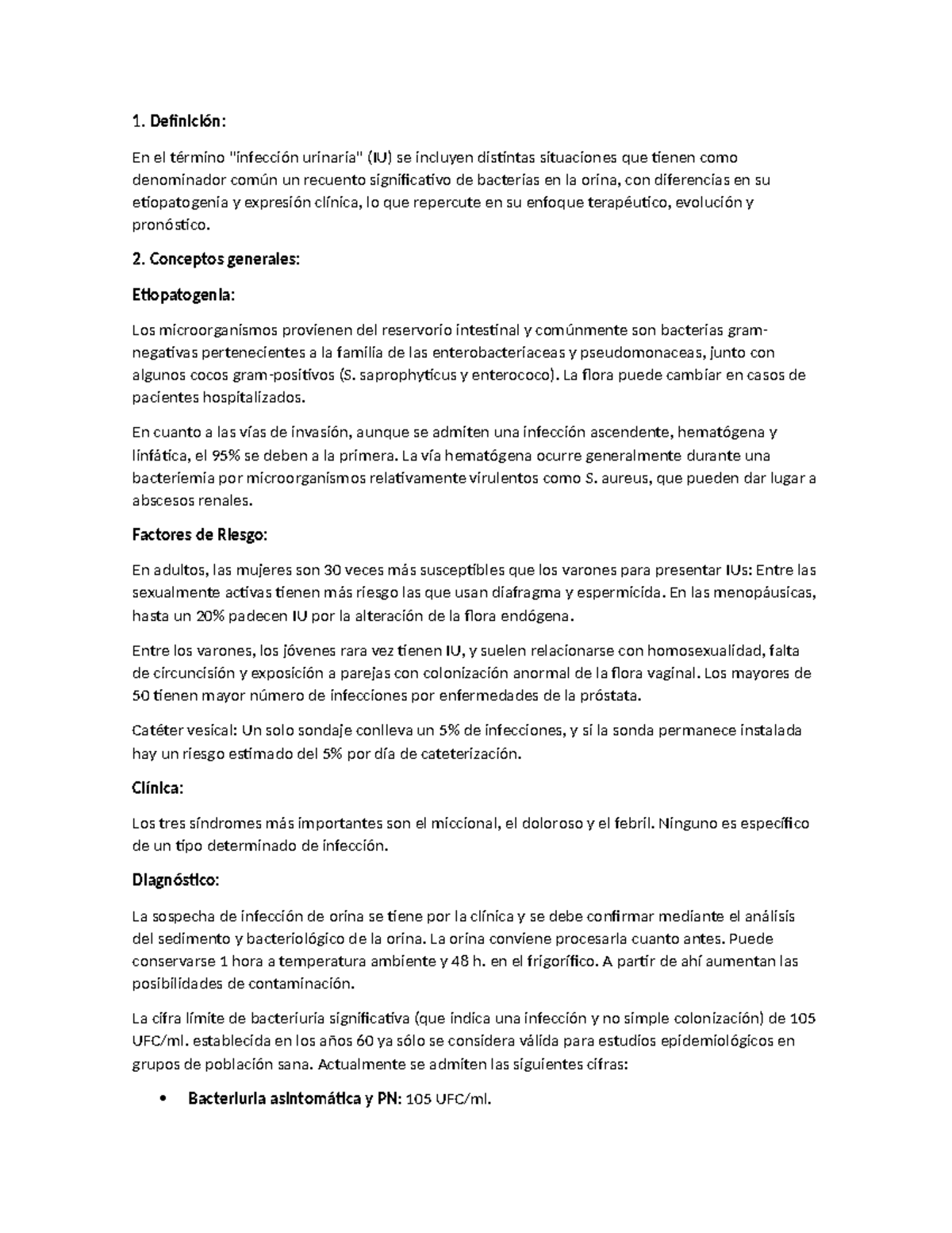 ITU - Resumen Urología - 1. Definición: En el término "infección ...