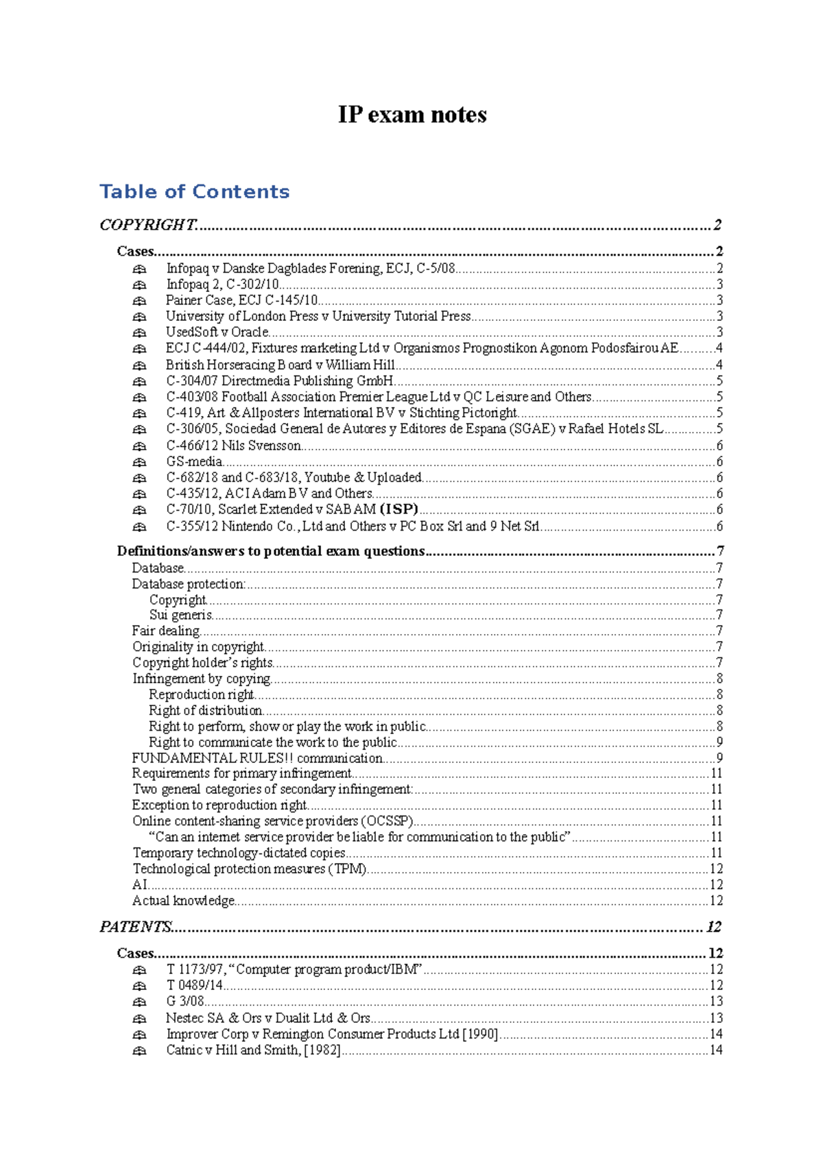IP notes for exam - IP exam notes - Studocu