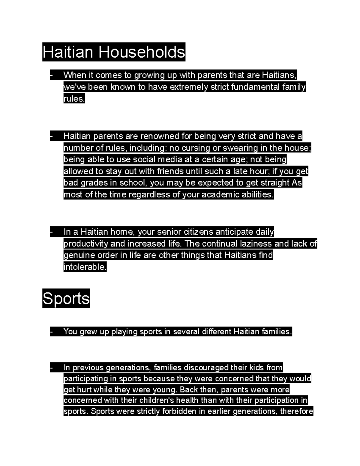 Haitian Households - A project that I showed to my class - Haitian ...